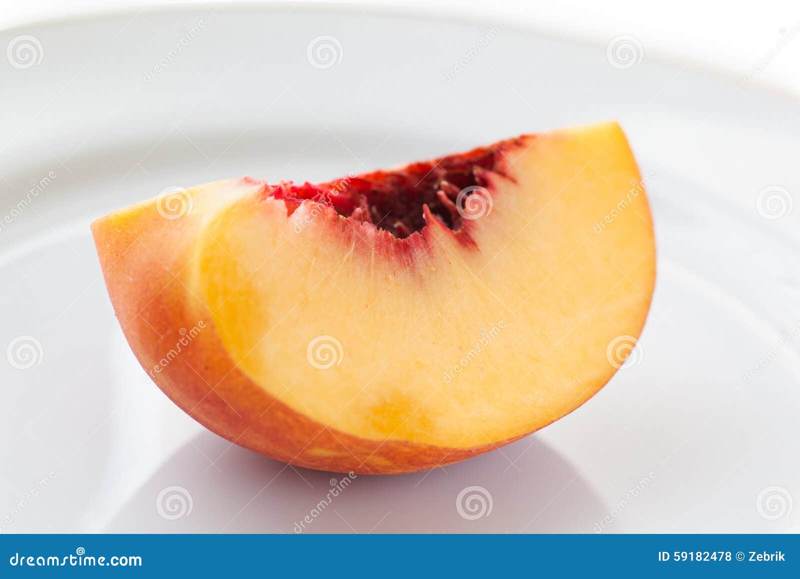 Ripe Peach on the White Plate, Selective Focus. Stock Photo - Image of ...
