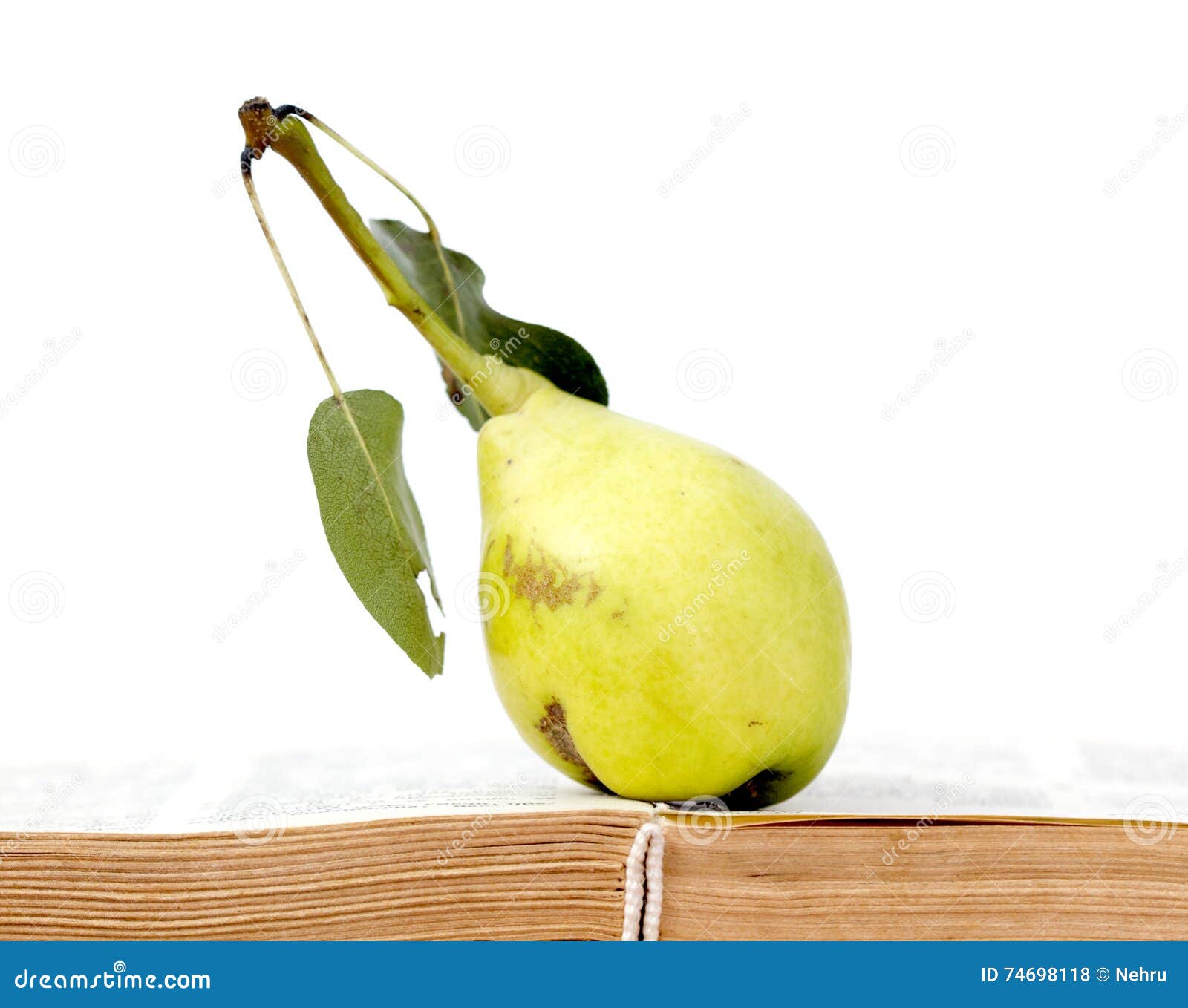 Ripe Pear on a Pages of Old Book Stock Photo - Image of healthy, leaf ...