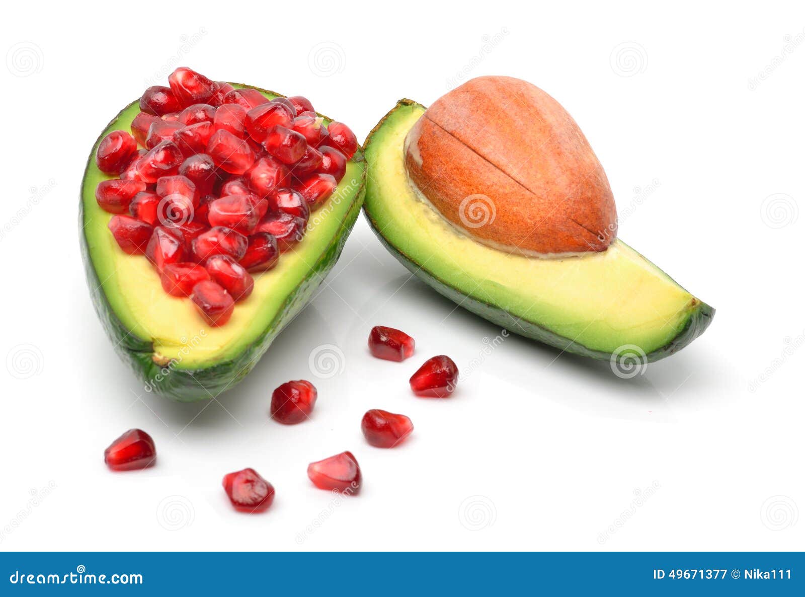 Ripe Peeled Avocado with Pomegranate Seeds Stock Image - Image of ...