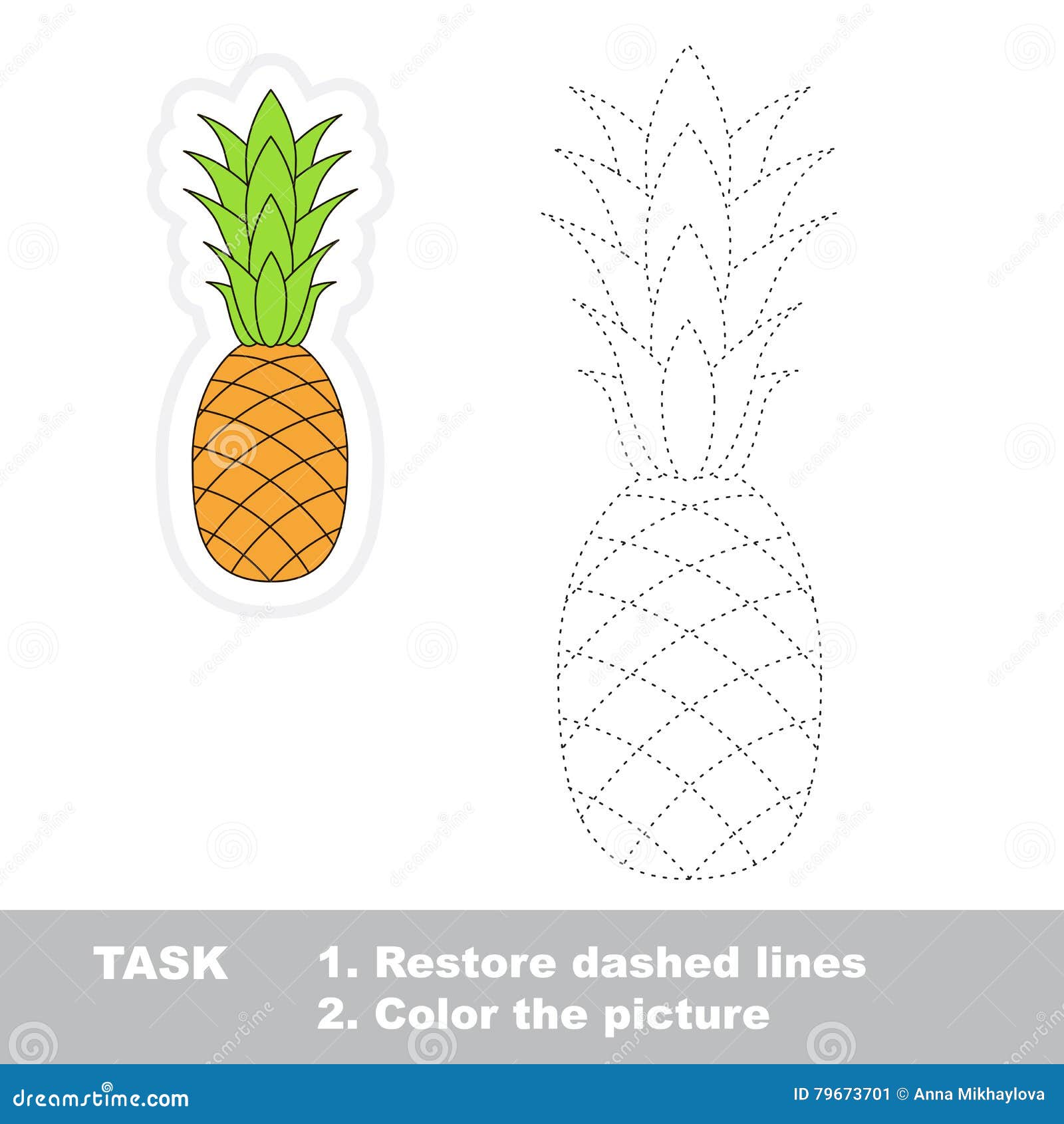 Ripe Pineapple To Be Traced. Vector Trace Game. Stock Vector ...