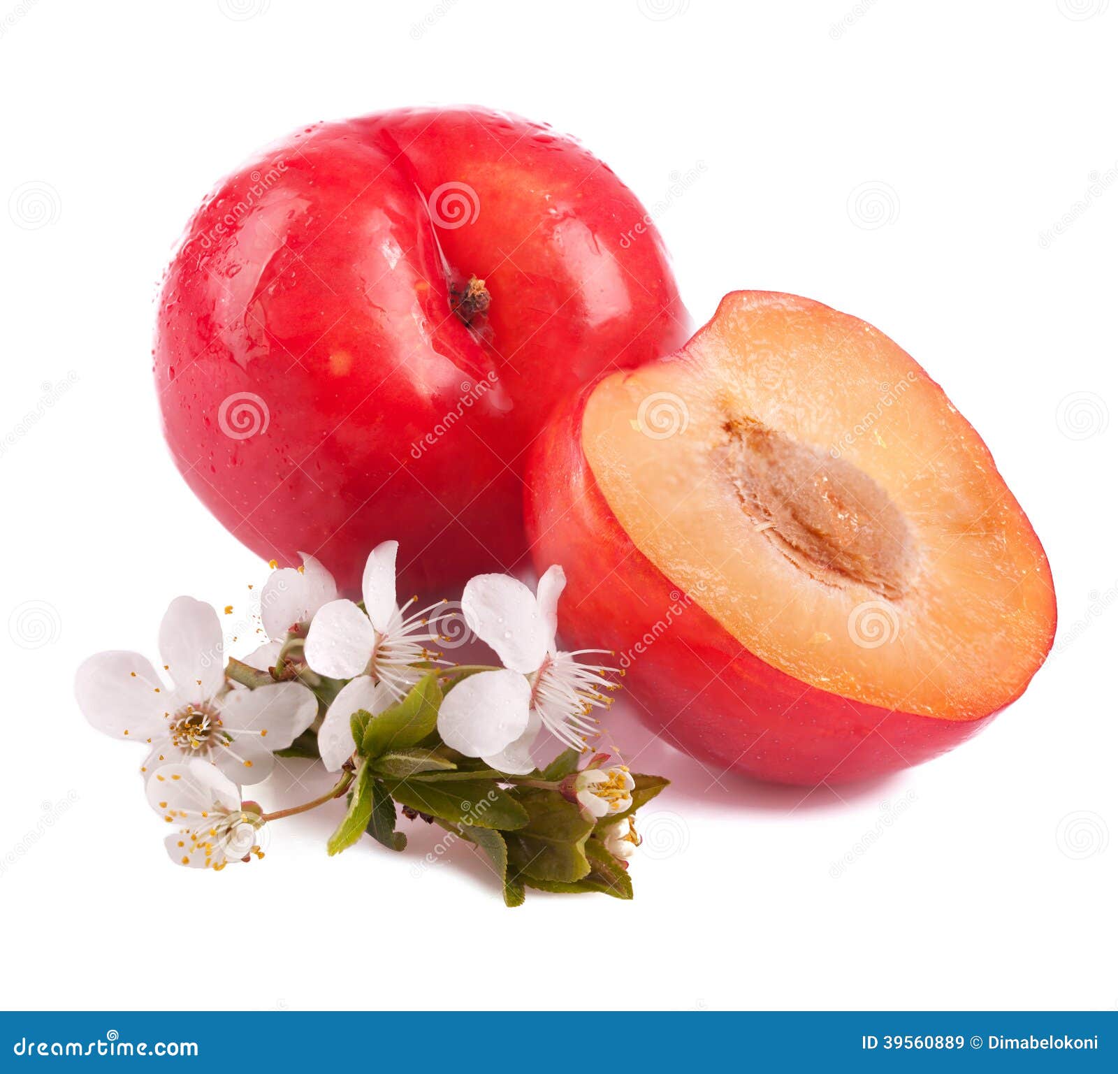 Ripe plums on white stock image. Image of vegetables - 39560889