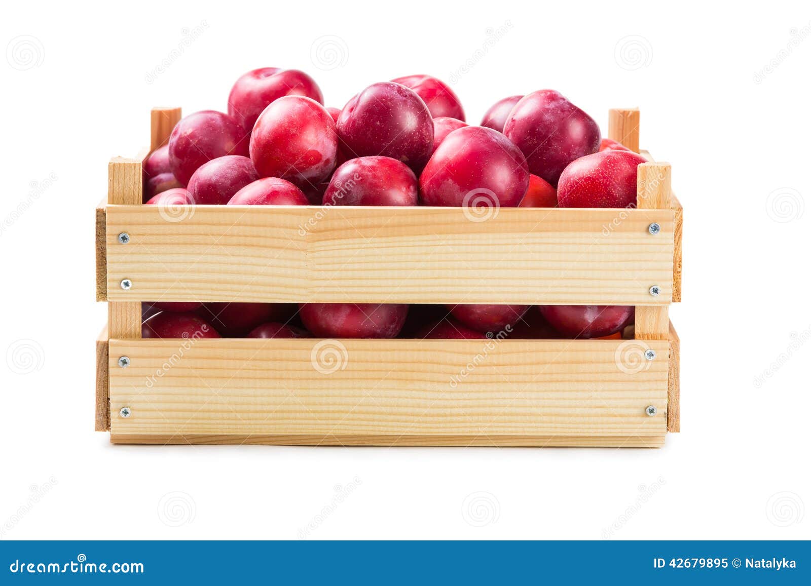 Ripe plums in a wooden box stock image. Image of organic - 42679895