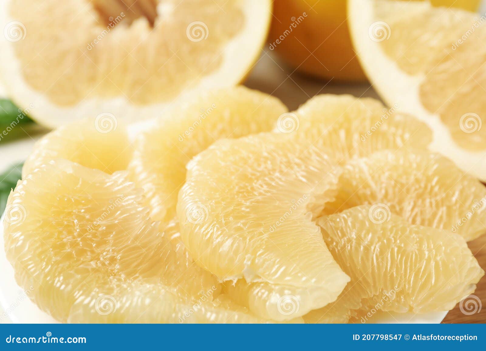 Ripe Pomelo Fruit Slices, Close Up and Space for Text Stock Image ...