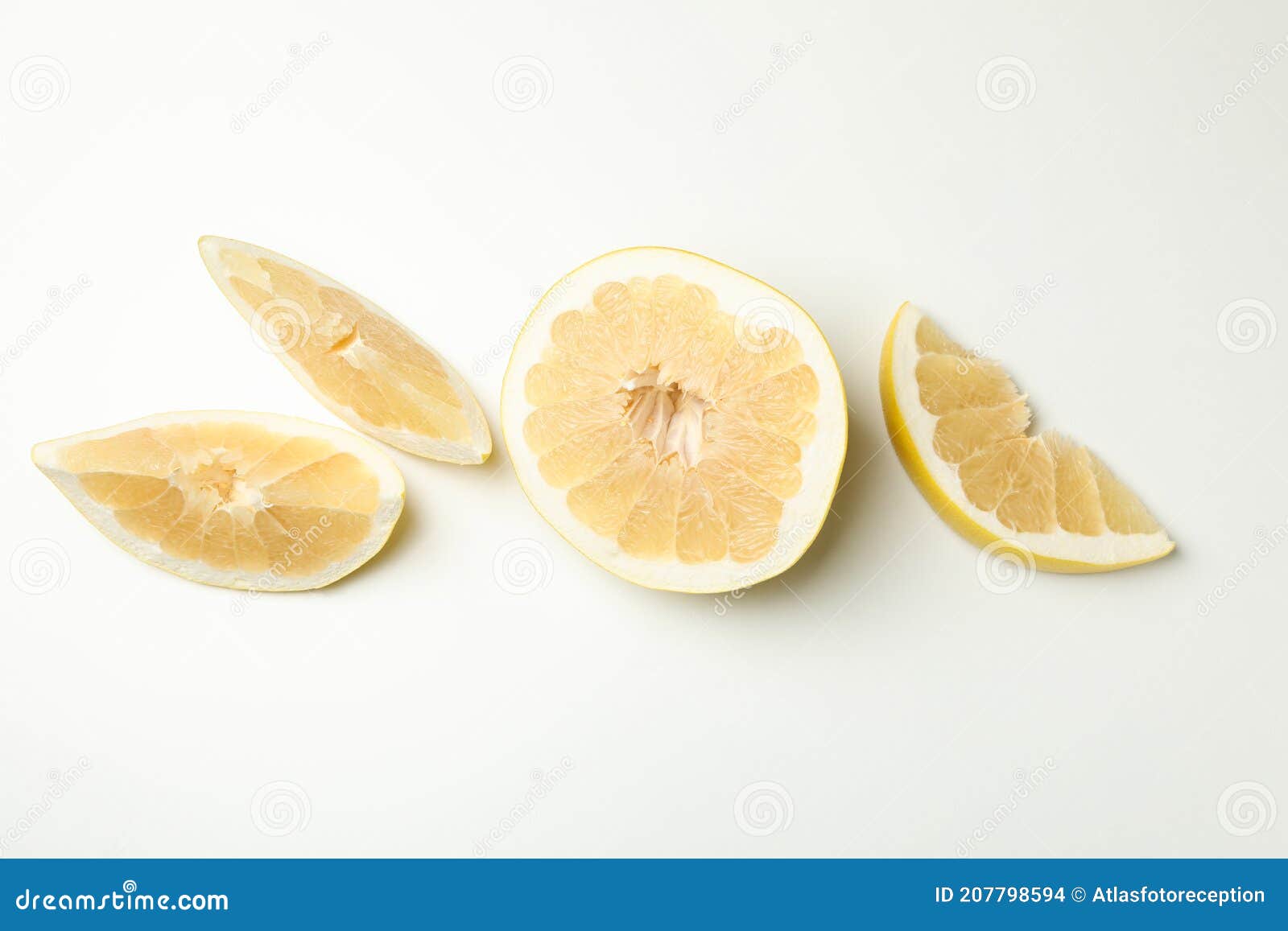 Ripe Pomelo Fruit Slices on White Background Stock Photo - Image of ...
