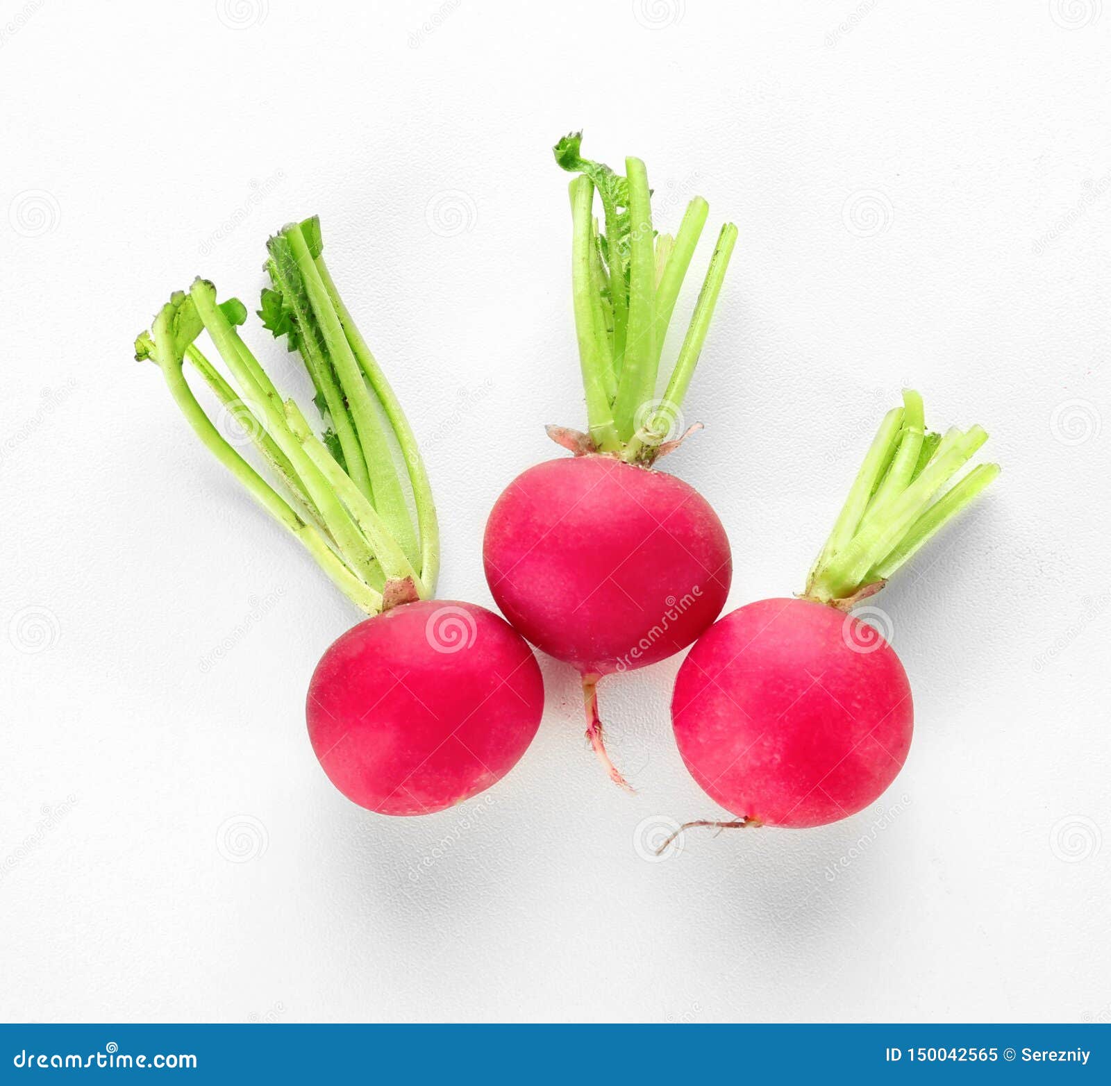 Ripe Radishes on White Background, Top View Stock Image - Image of ...