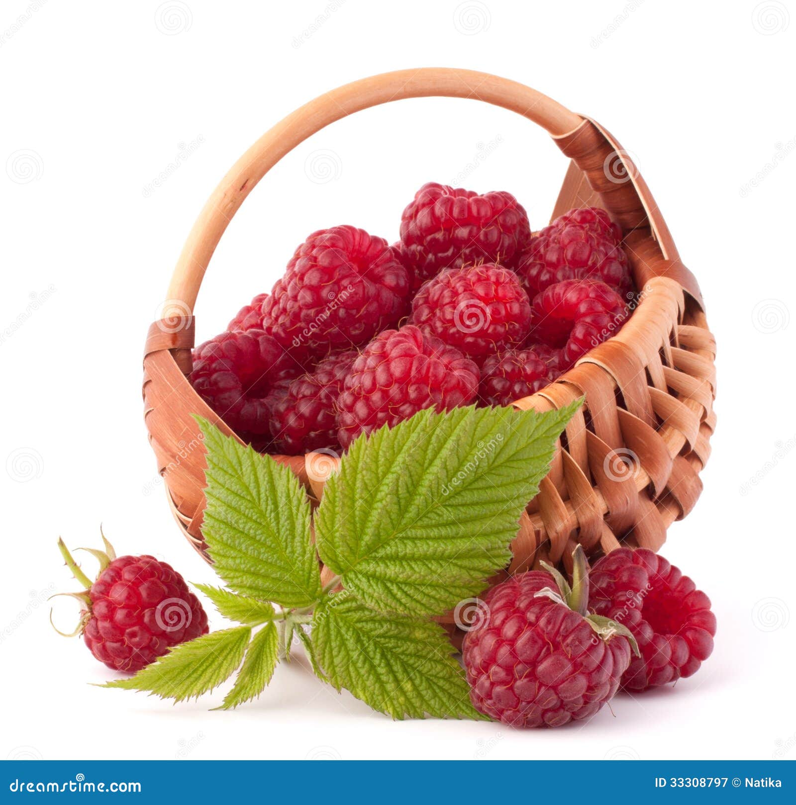 Ripe raspberries in basket stock image. Image of cutout - 33308797