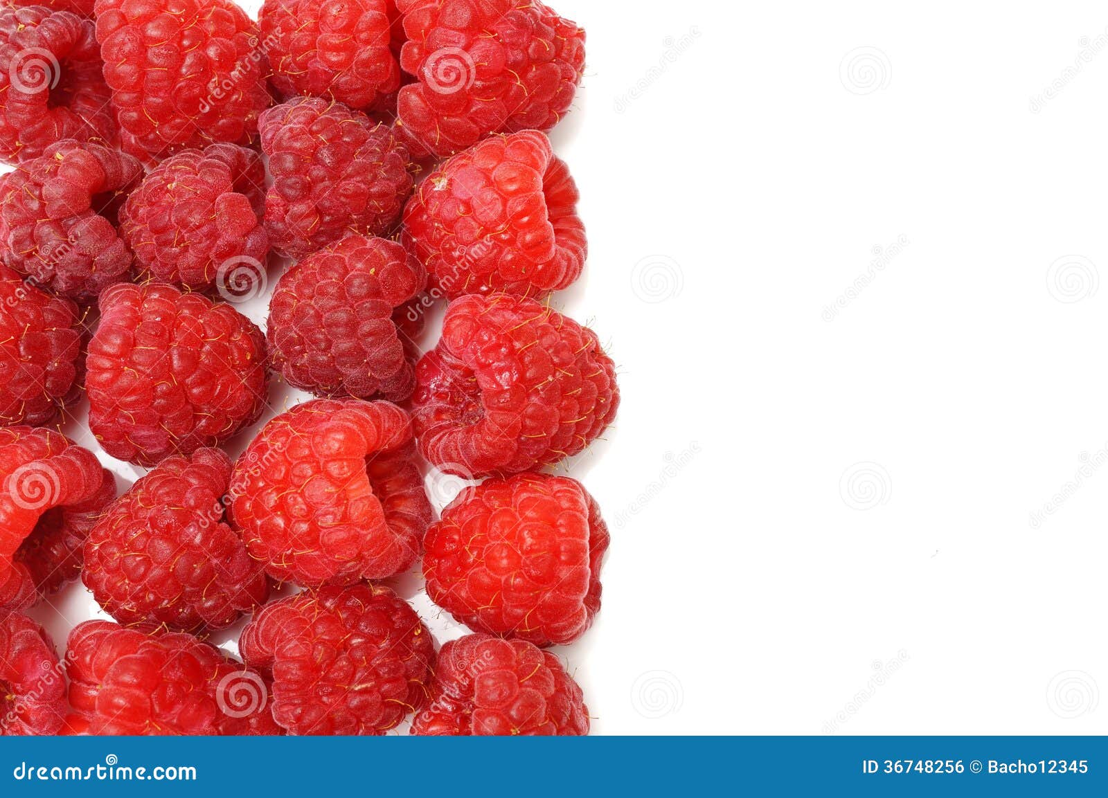 Ripe Raspberries Border Isolated Stock Photo - Image of diet, health ...