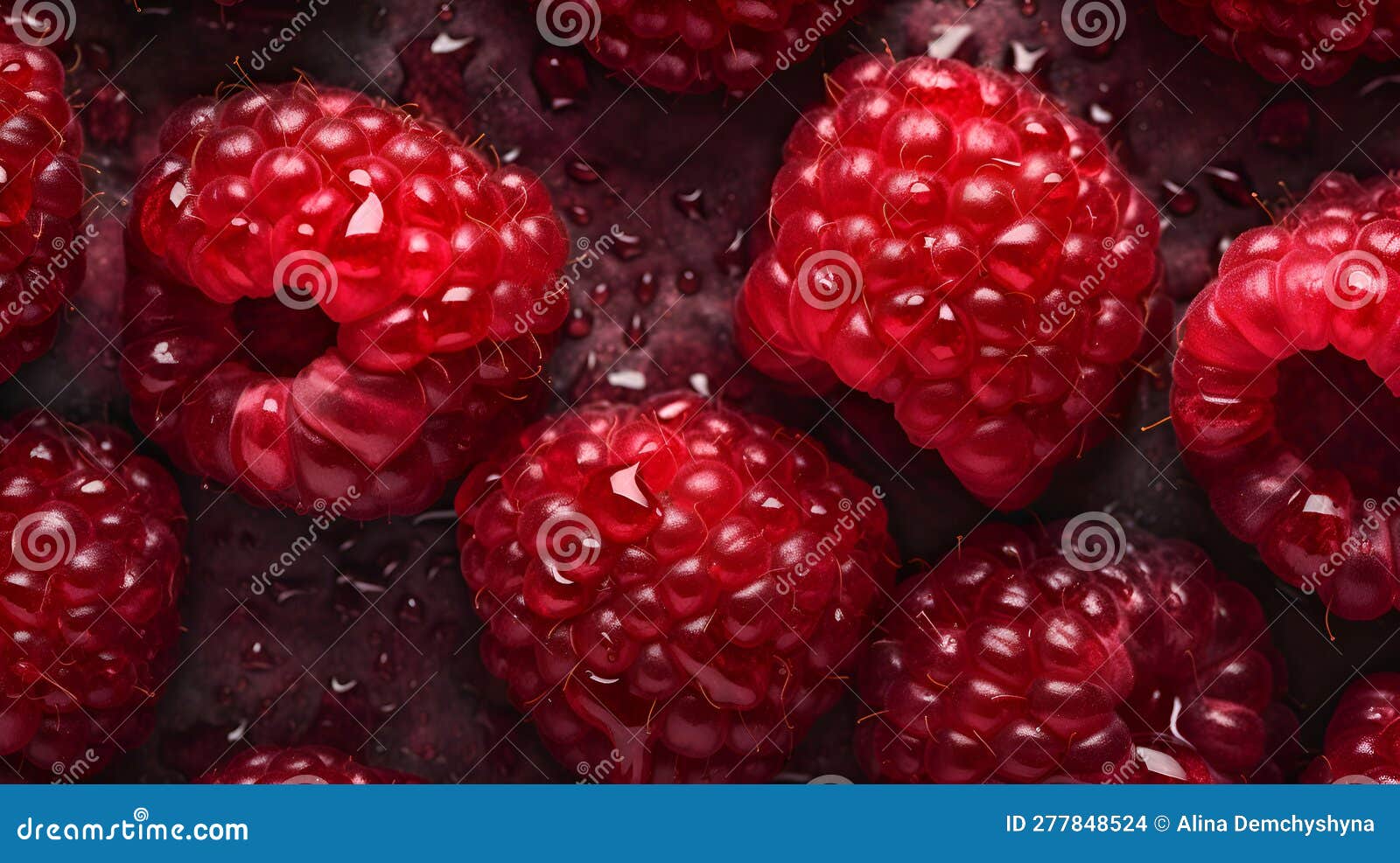 Ripe Raspberry with Water Drops, Banner, Generative AI 1 Stock ...