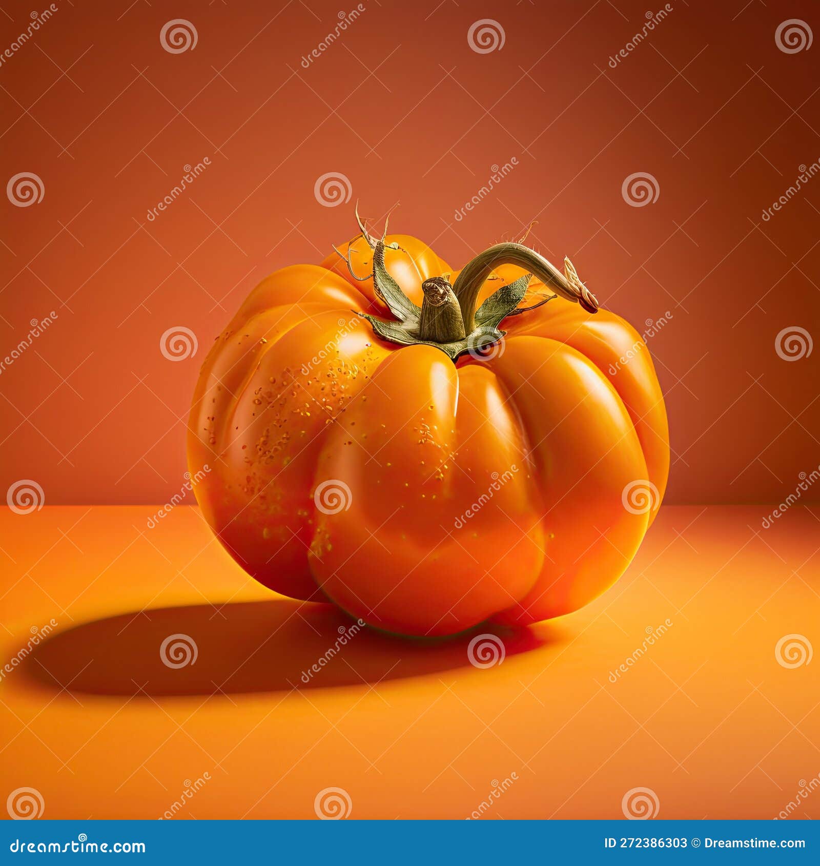 Raw Organic Tomato on Solid Mustard Orange Background.Vegan Healthy ...