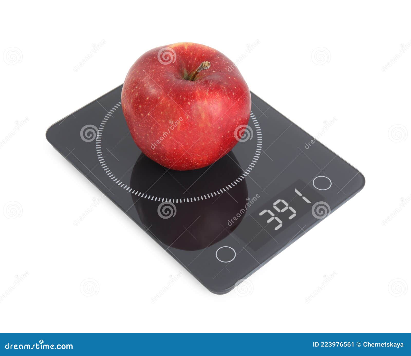 Ripe Red Apple and Electronic Scales on White Background Stock Image ...