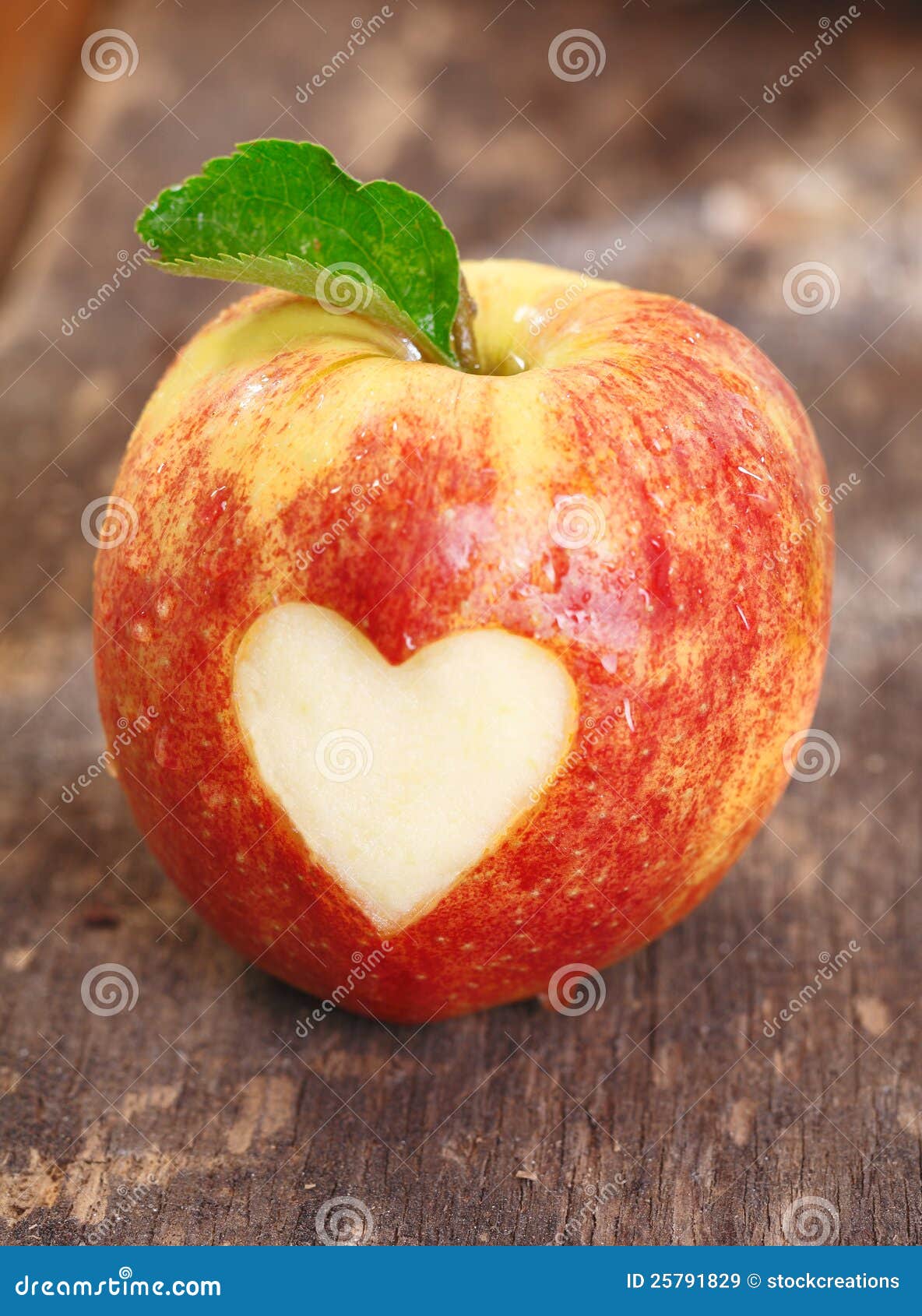 Ripe Red Apple with Heart Shape Stock Image - Image of harvest ...