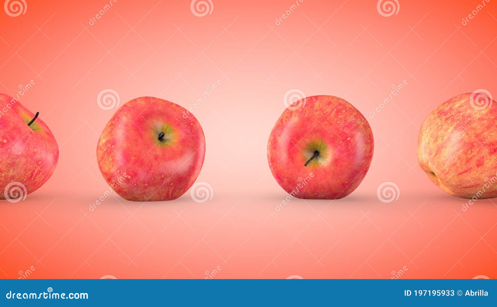 Ripe Red Apples, Endless Movement. 3D Rendering Stock Illustration ...