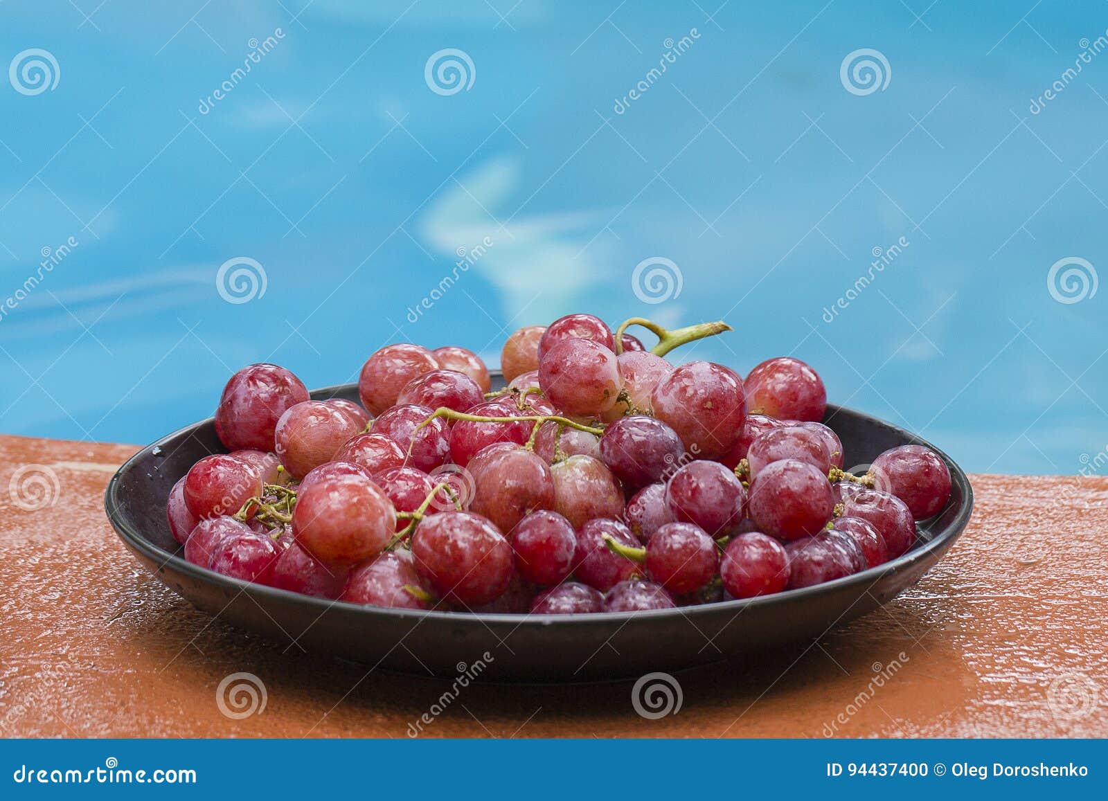 Ripe Red Grape Near Swimming Pool Stock Photo - Image of harvest ...