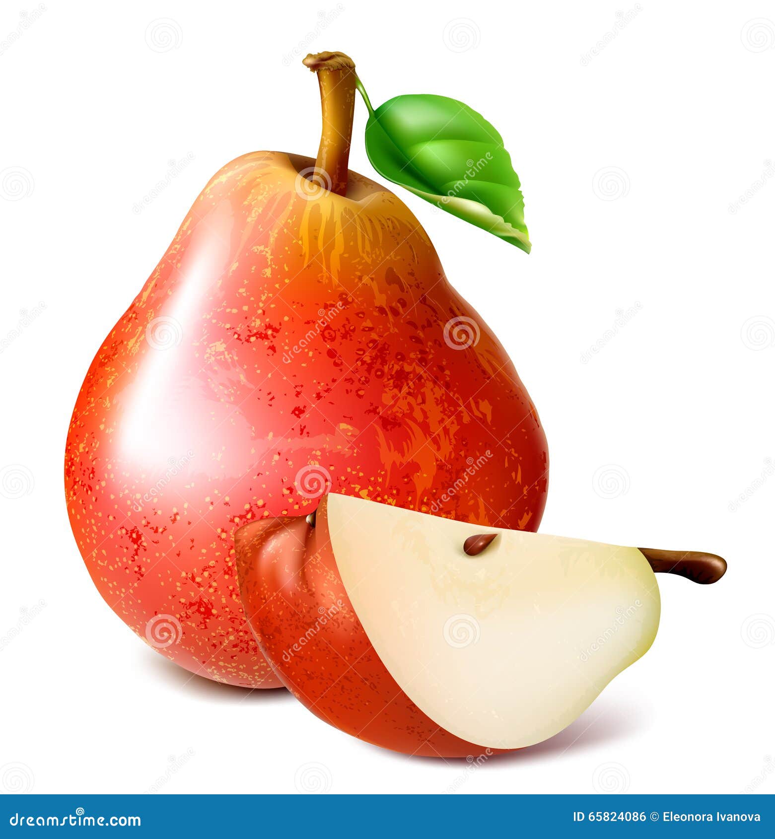 Ripe red pears with leaf. stock vector. Illustration of leaf - 65824086