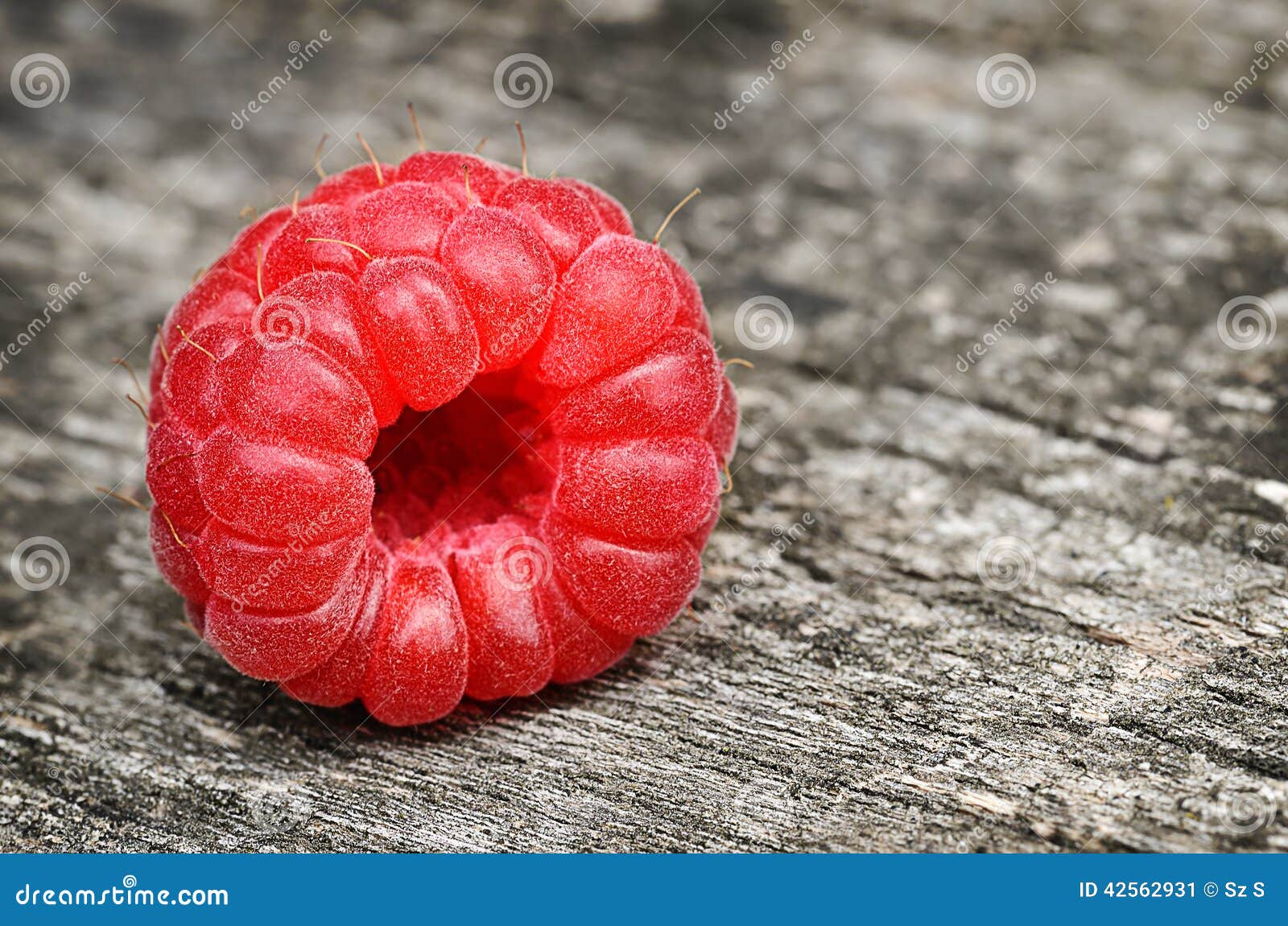 Ripe Red Raspberry on Wooden Background Stock Image - Image of blurred ...