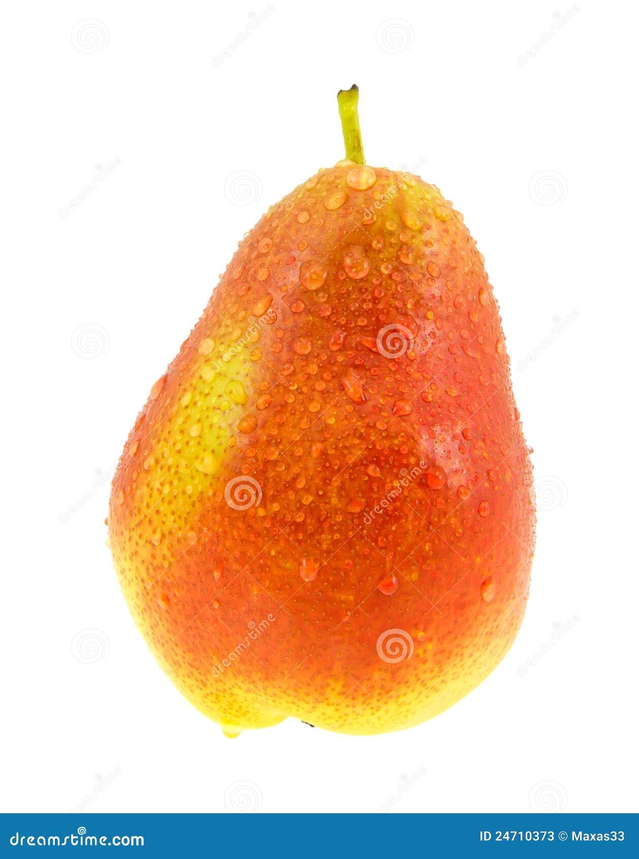 Ripe Red and Yellow Pear with Water Drops. Stock Image - Image of ...