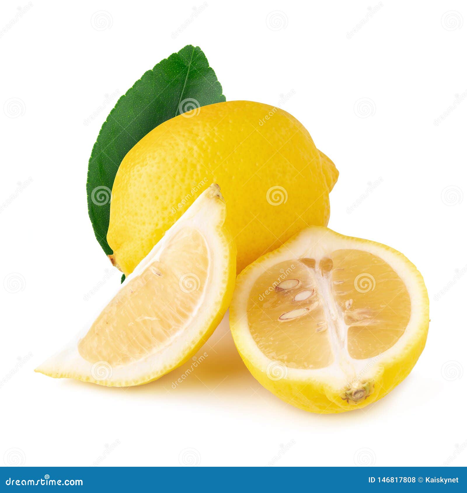 Ripe Slice of Yellow Lemon Citrus Fruit Isolated Over White Background ...