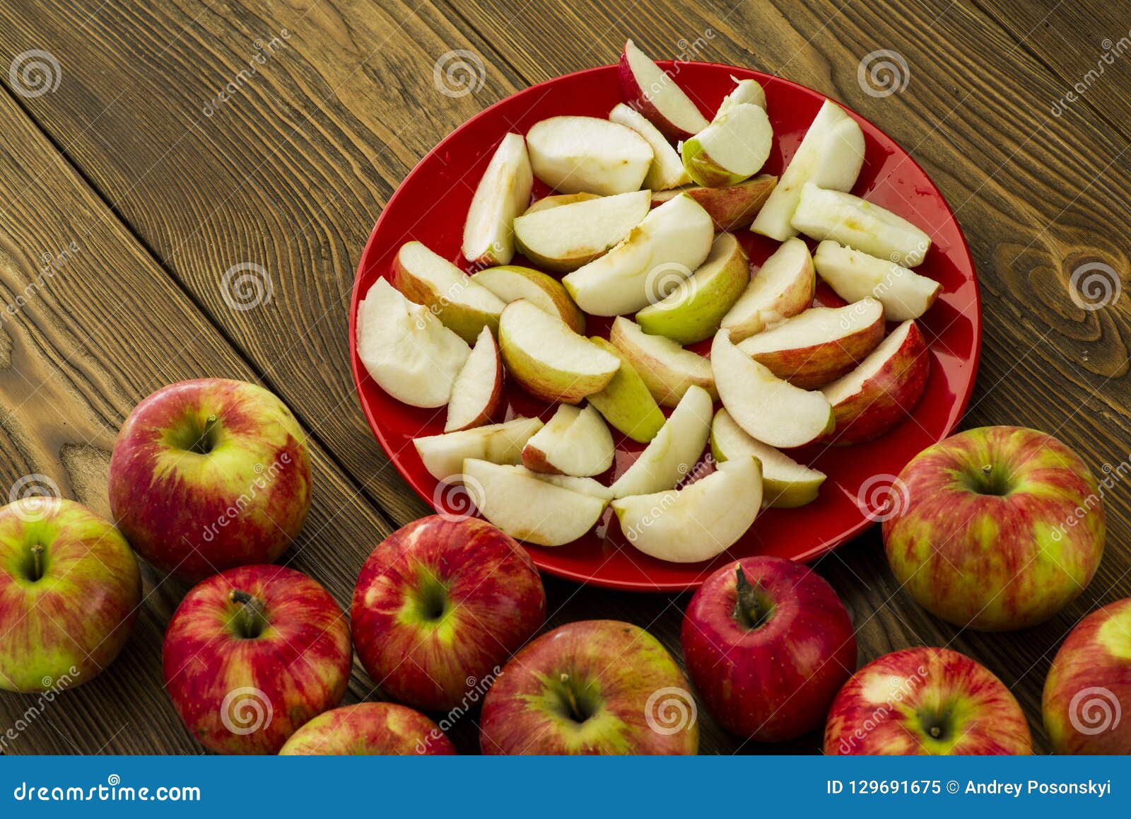 Ripe Sliced Apples on a Table in a Plate Stock Image - Image of food ...