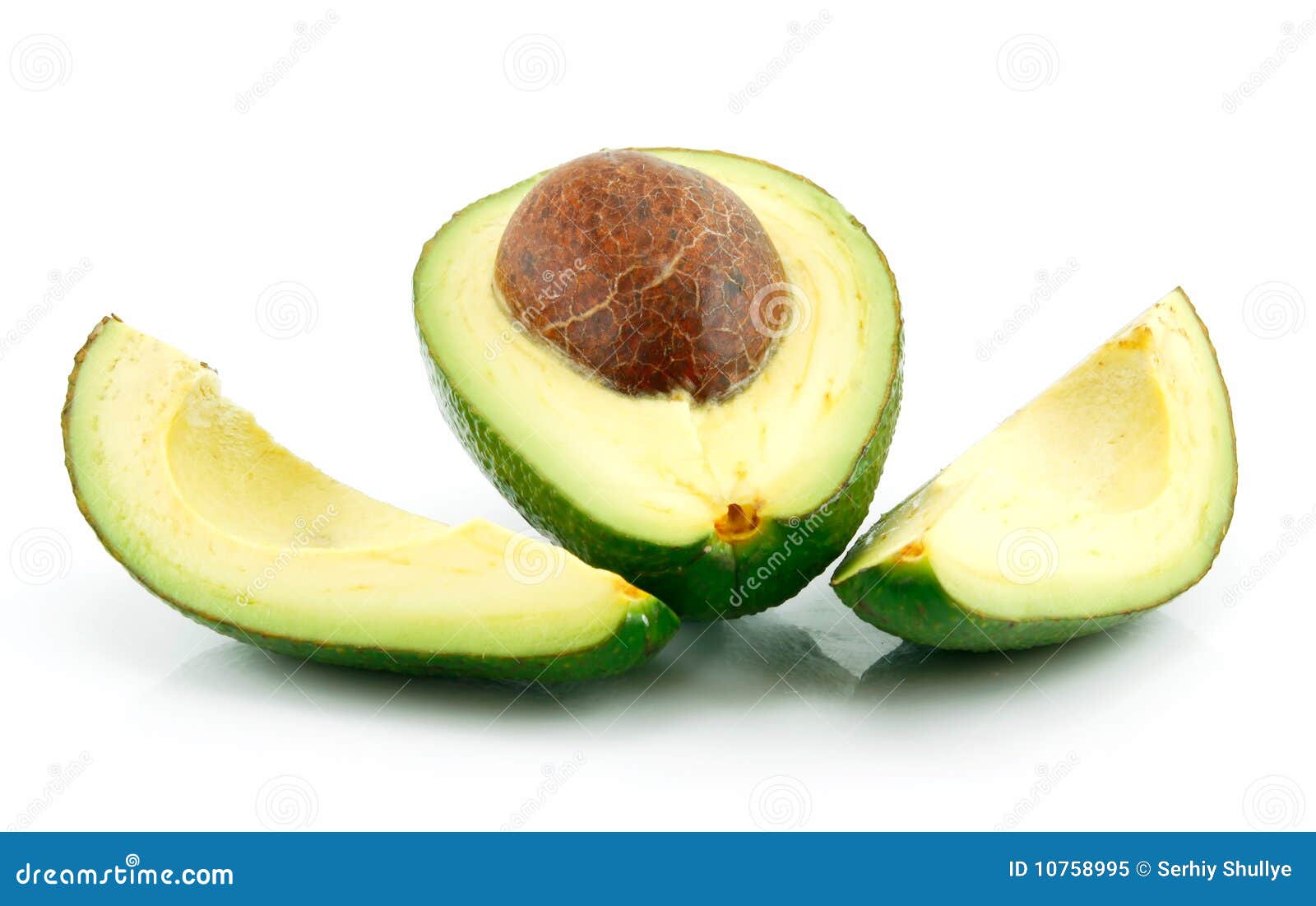Ripe Sliced Avocado Isolated on White Stock Image - Image of peel ...