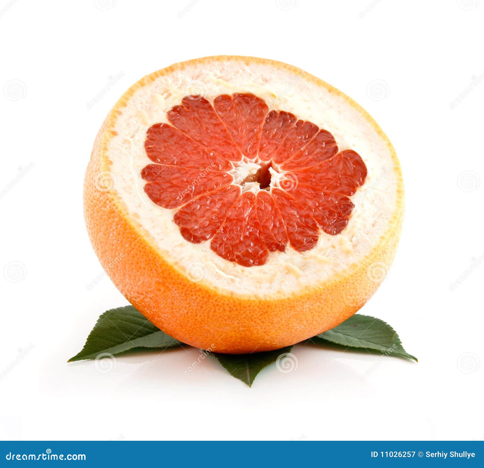 Ripe Sliced Grapefruit with Leaves Isolated Stock Image - Image of leaf ...