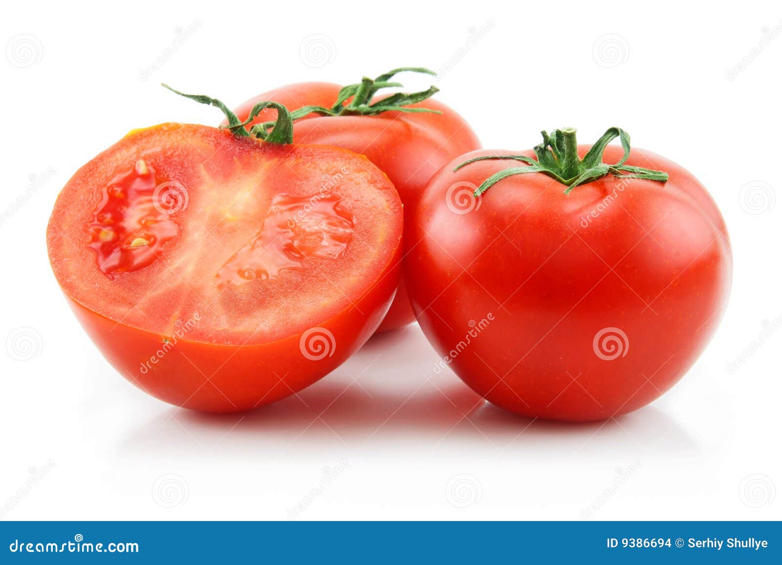 Ripe Sliced Tomatoes Isolated on White Stock Photo - Image of brightly ...