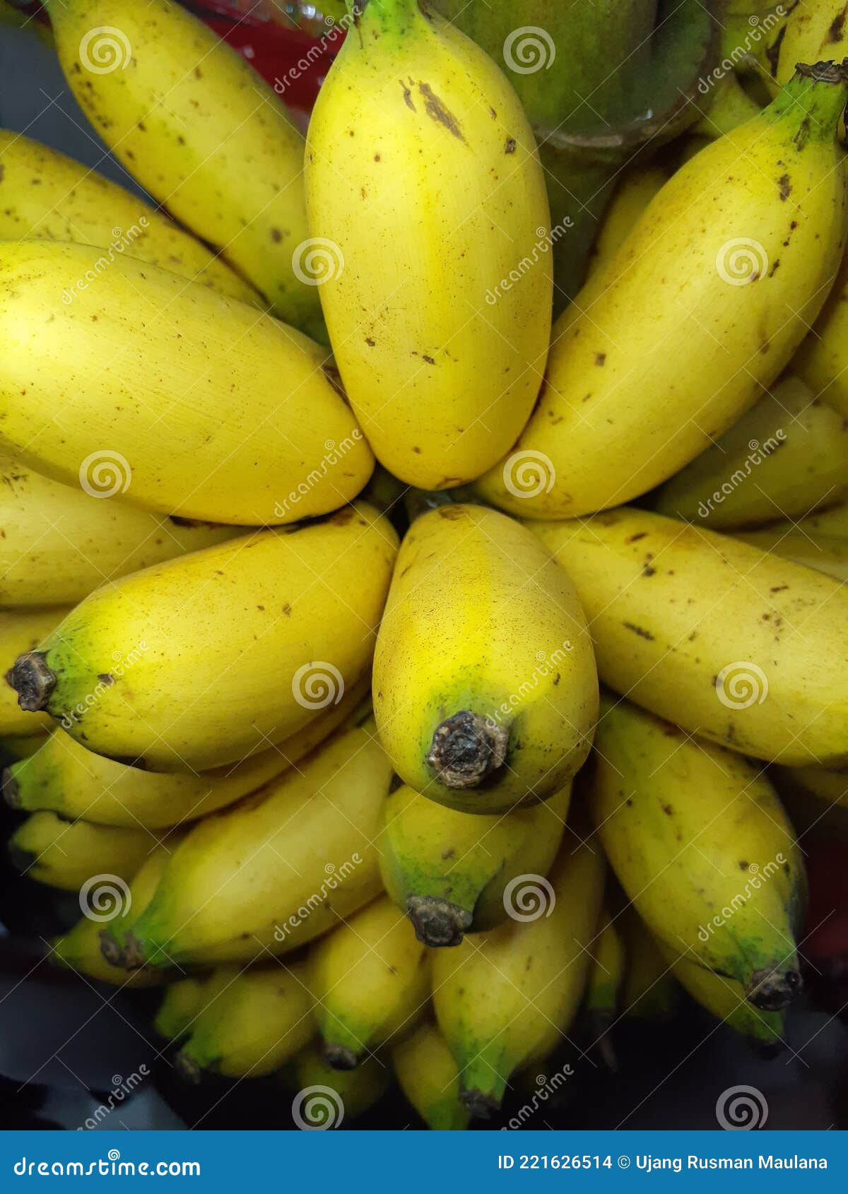 Ripe Small Banana with Green Tip Stock Photo - Image of vegetable, food ...