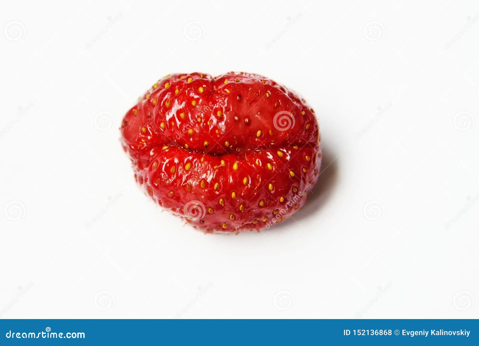 Ripe Strawberry in the Shape of Lips on a White Background Stock Photo ...