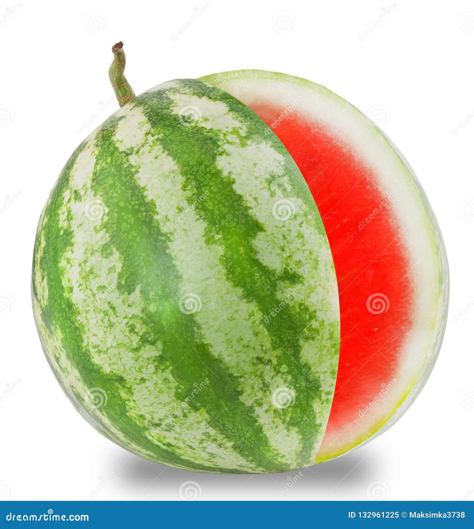 Ripe Striped Watermelon Isolated on White. Stock Image - Image of ...