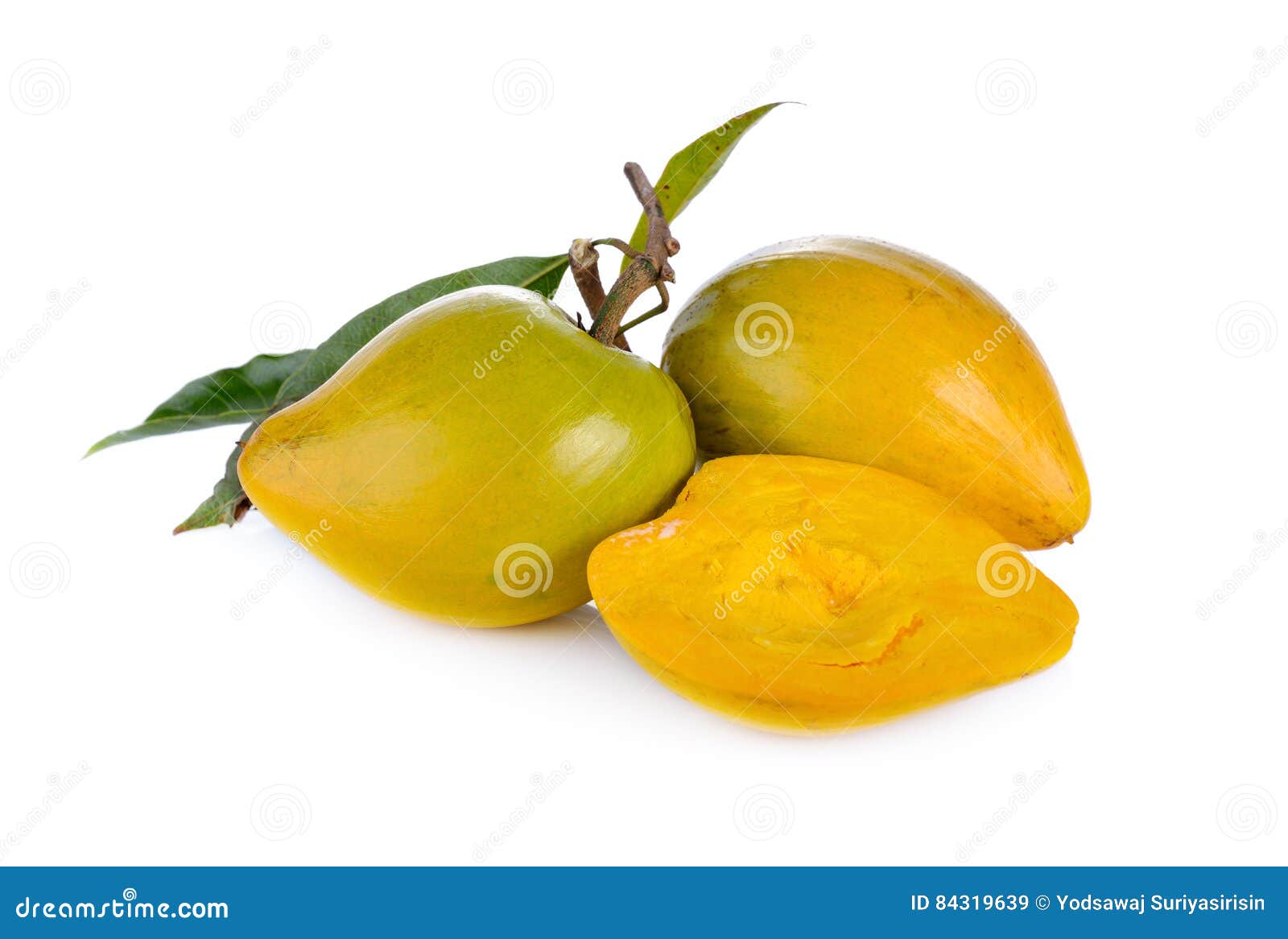 Ripe Tiesa or Egg Fruit with Stem and Leaves on White Background Stock ...