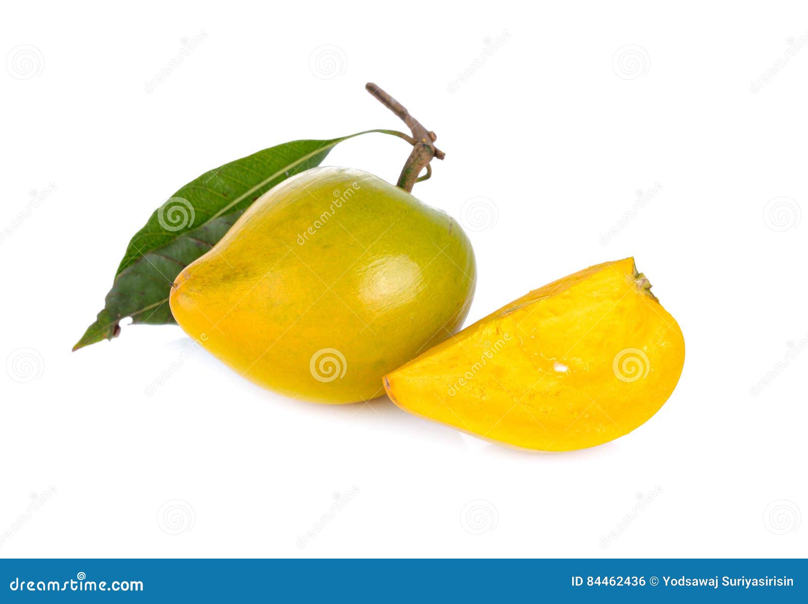 Ripe Tiesa or Egg Fruit with Stem and Leaves on White Background Stock ...