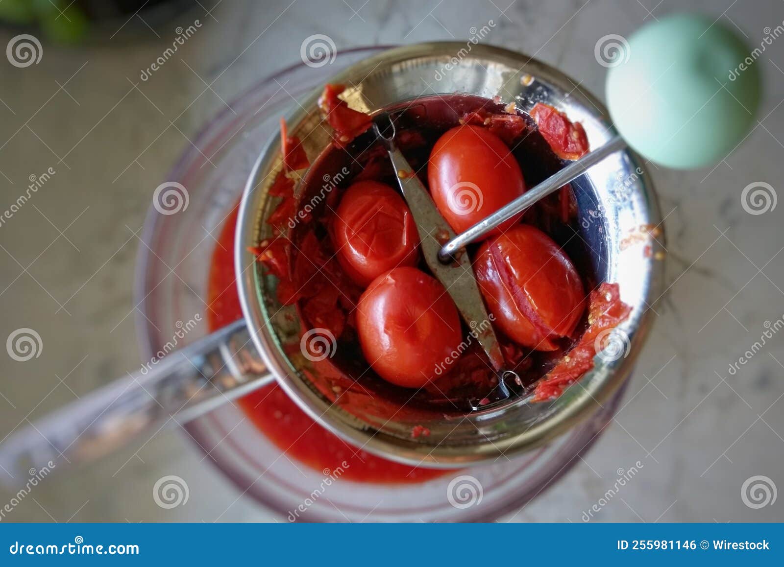 Ripe tomatoes on a blender stock photo. Image of vegetarian - 255981146