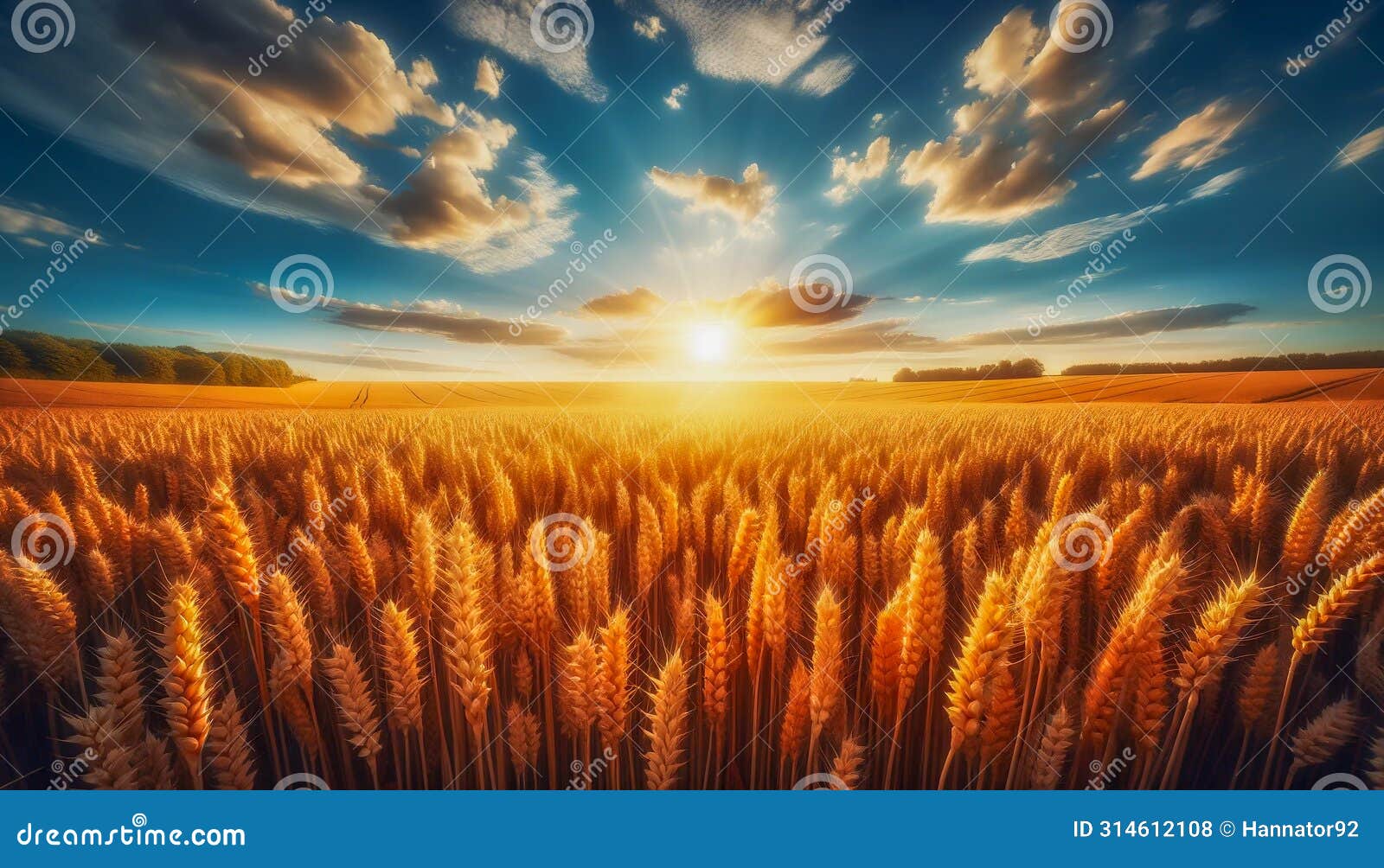 Ripe Wheat Field Basking in the Sunlight with a Dramatic Sky Overhead ...