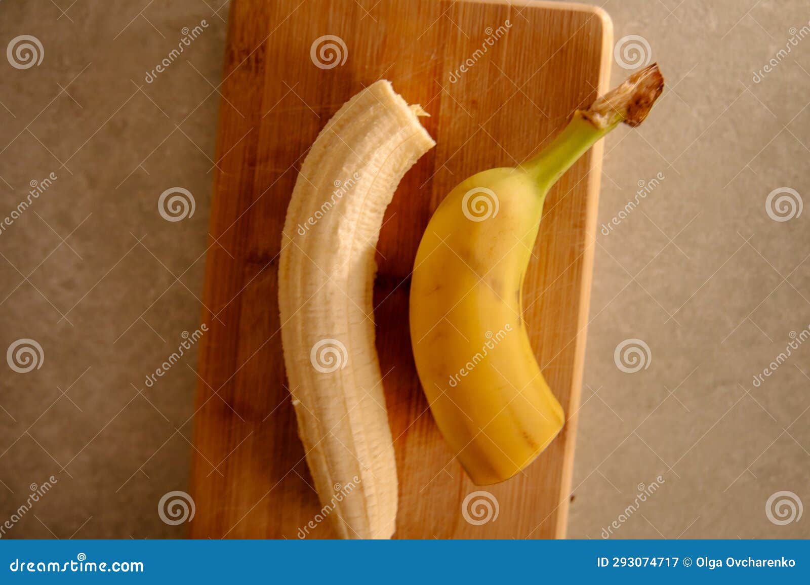 Ripe Yellow Banana, Peeled Banana, Slices of Ripe Banana on the Kitchen ...