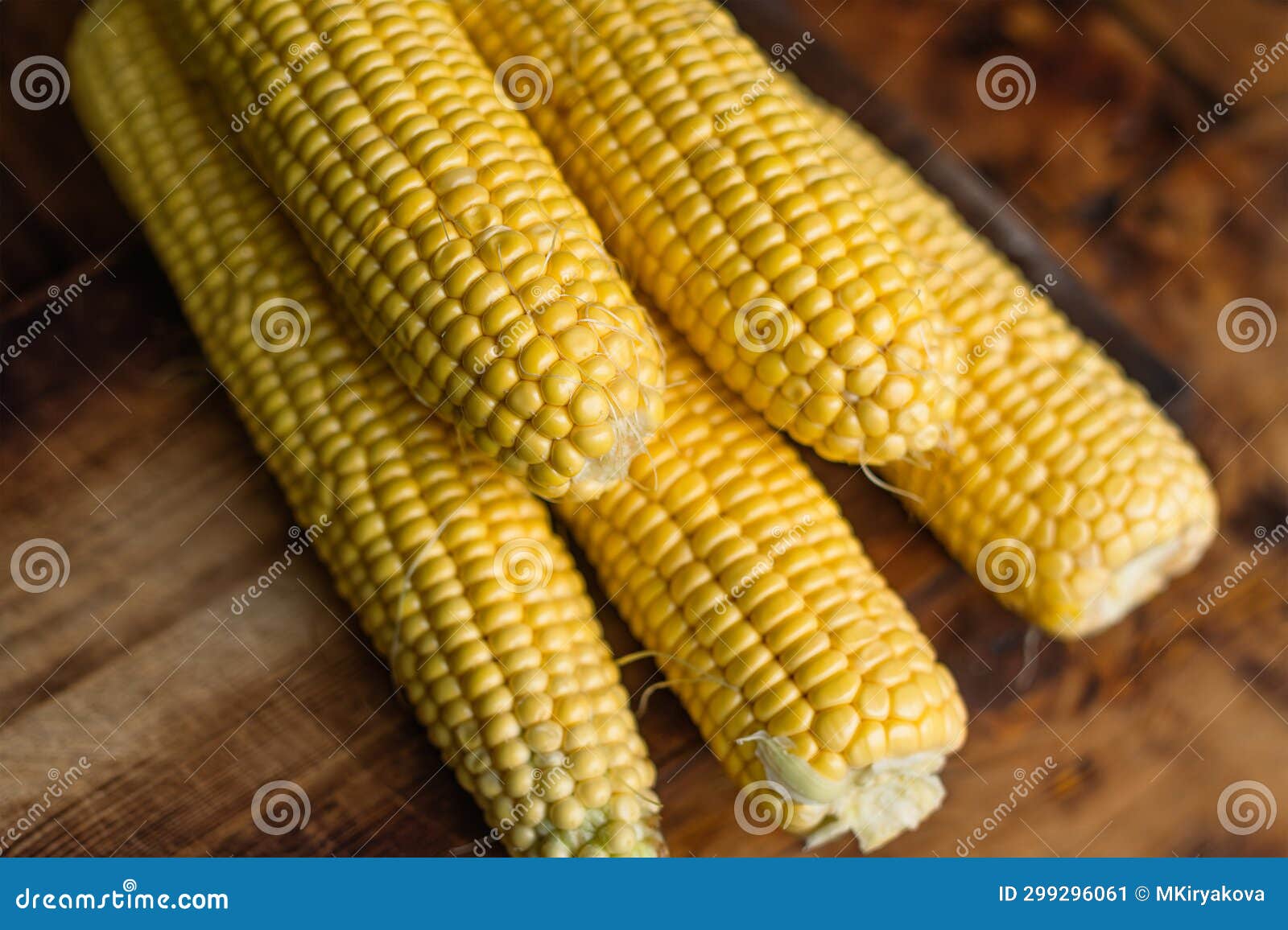 Ripe Yellow Corn Cobs on Rustic Background. Stock Image - Image of ...