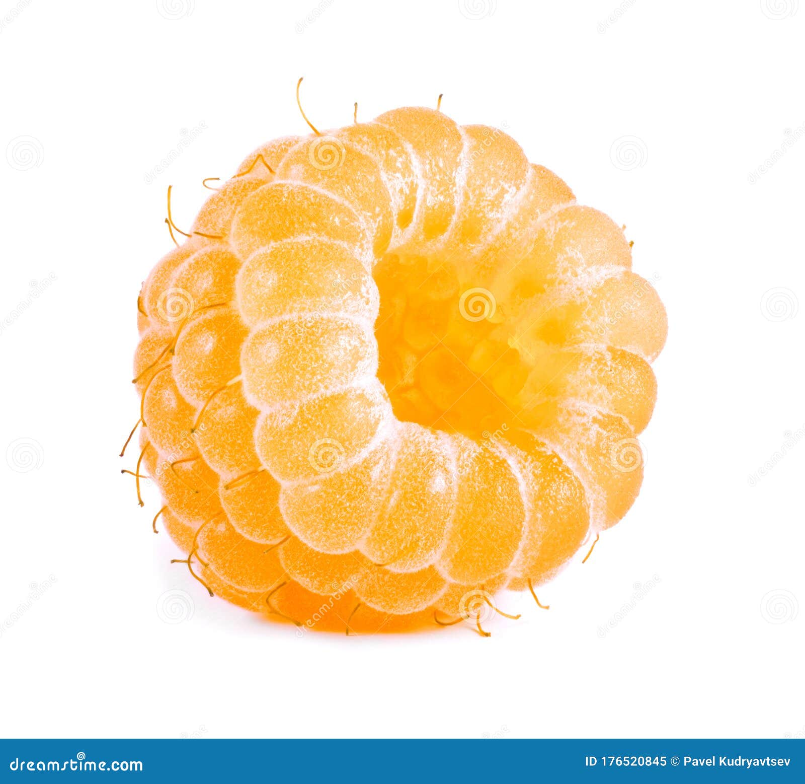Ripe Yellow Raspberry Isolated on White Background. Stock Image - Image ...