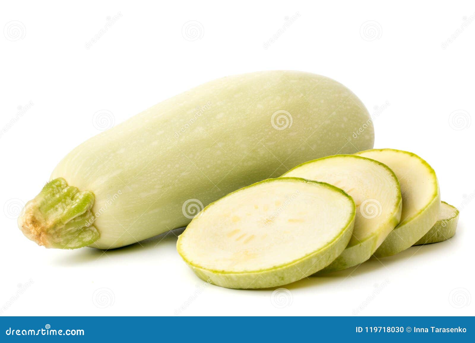 Ripe Zucchini and Cut Pieces on a White, Isolated. Stock Photo - Image ...