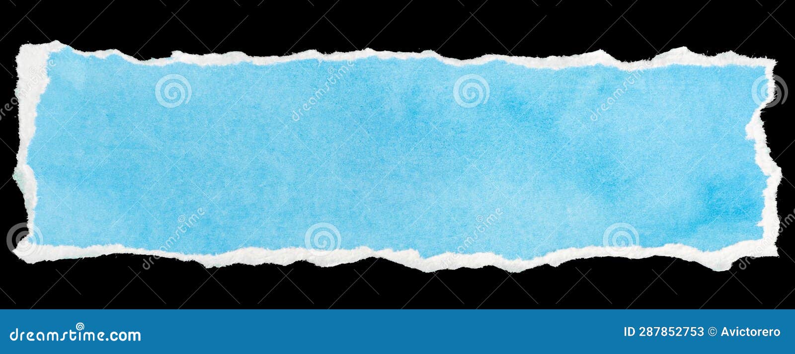 Ripped Blue Paper Note Template Isolated on Black Background Stock ...