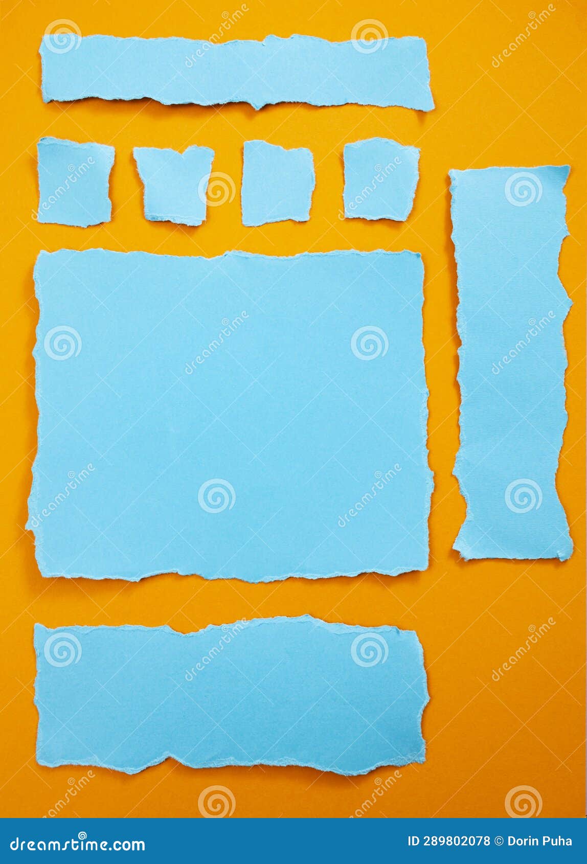 Ripped Blue Paper Strips on Orange Background, Arranged As Webpage ...