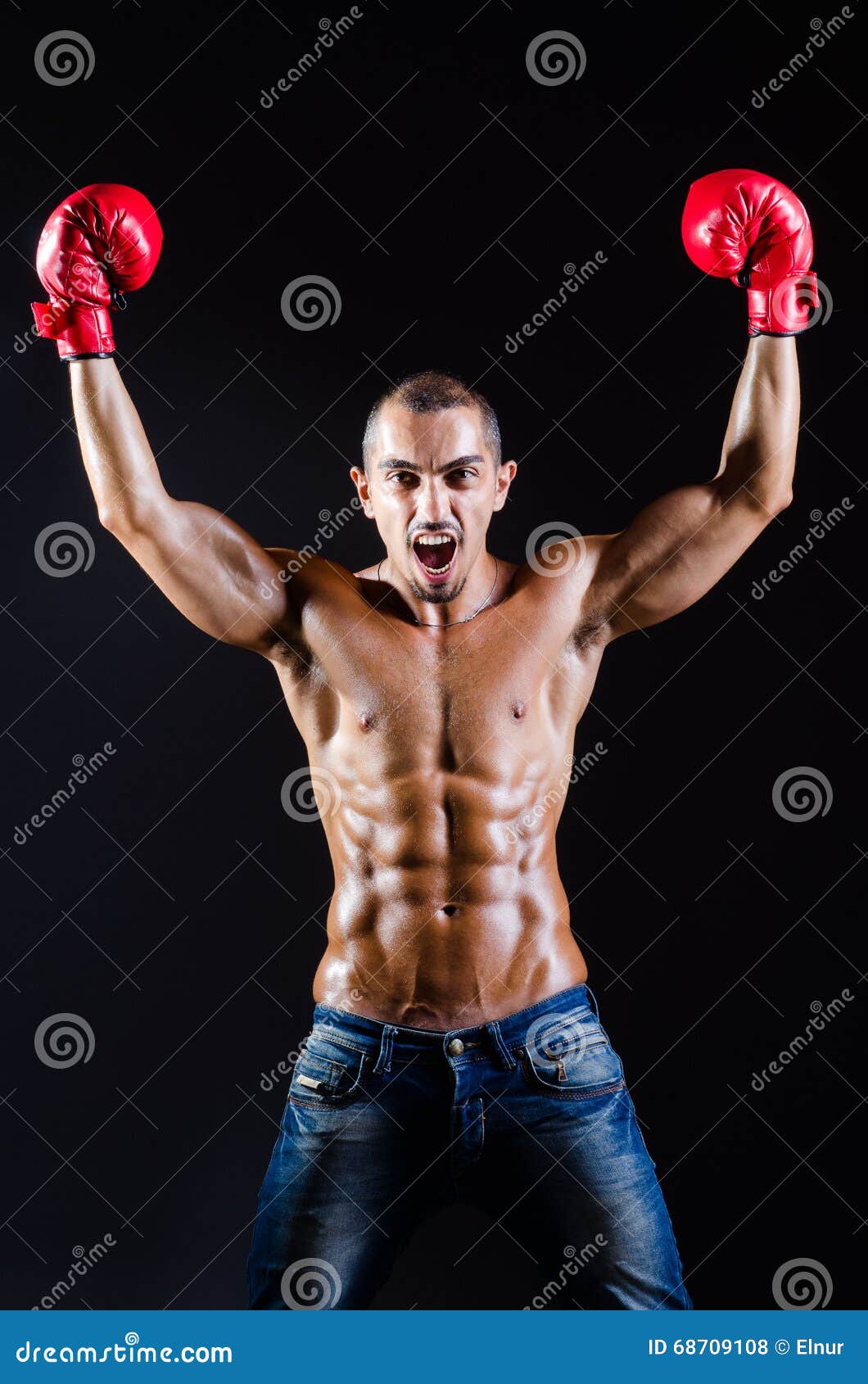 The Ripped Boxer in Sports Concept Stock Photo - Image of funny, anger ...