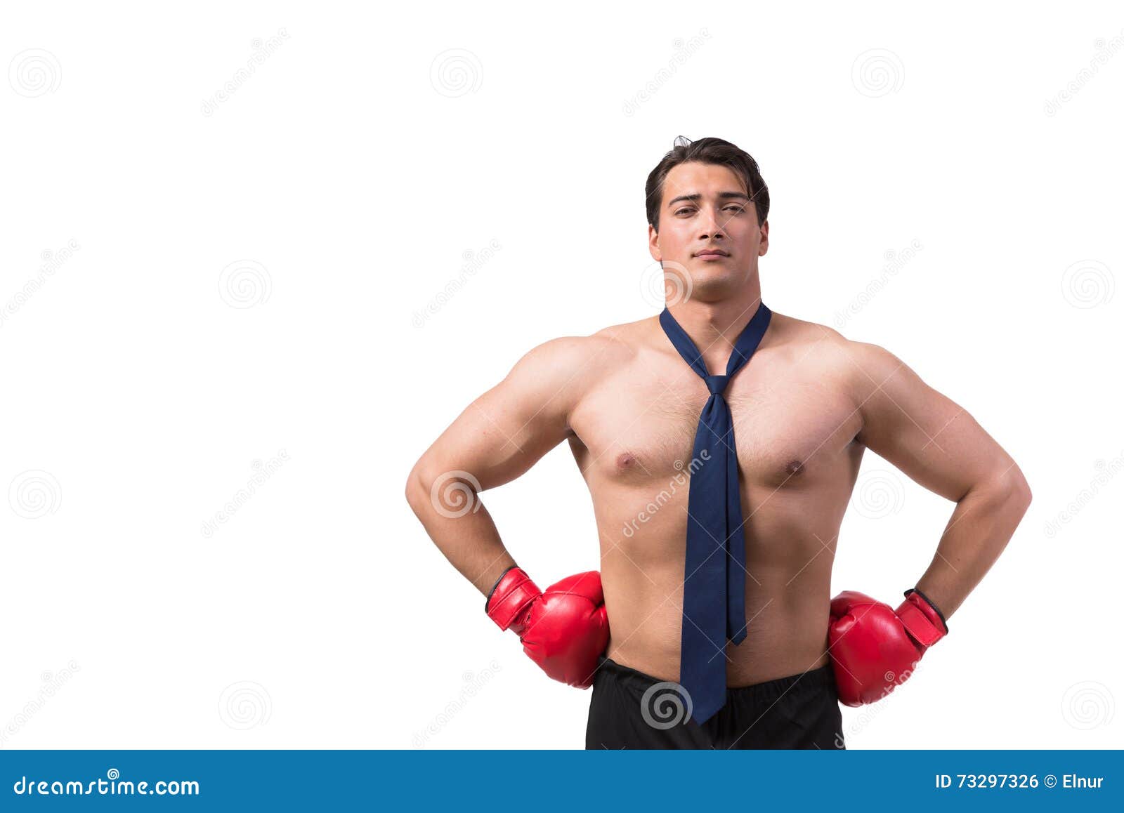The Ripped Businessman with Boxing Gloves Isolated on White Stock Photo ...
