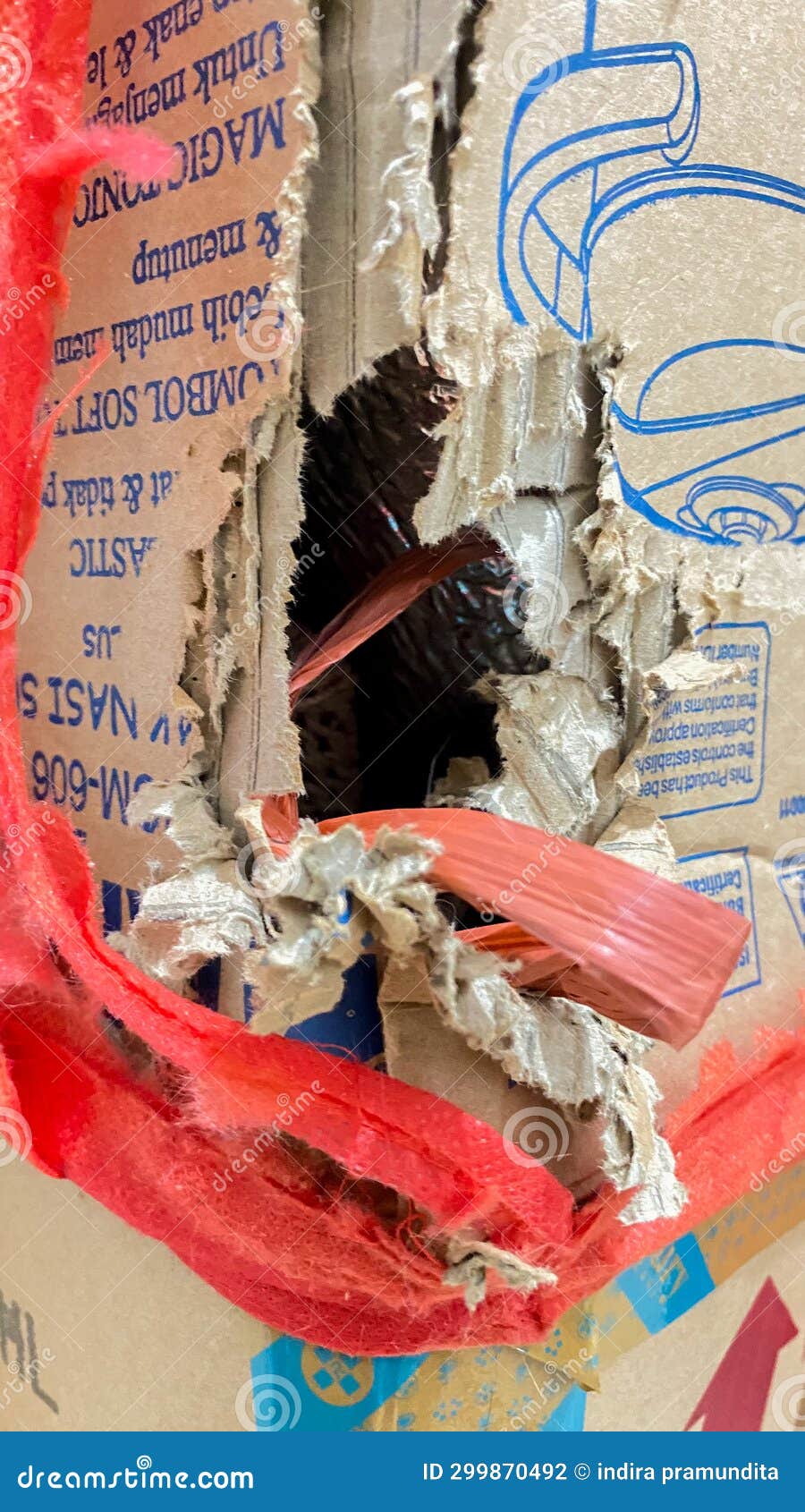 Ripped Cardboard Box with a Hole Stock Photo - Image of destroyedobject ...