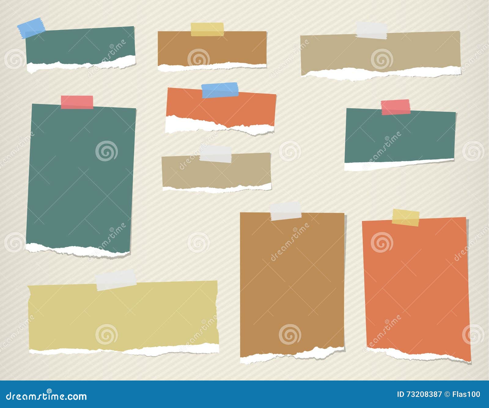 Ripped Colorful Blank Note Paper are Stuck on Lined Pattern Stock ...