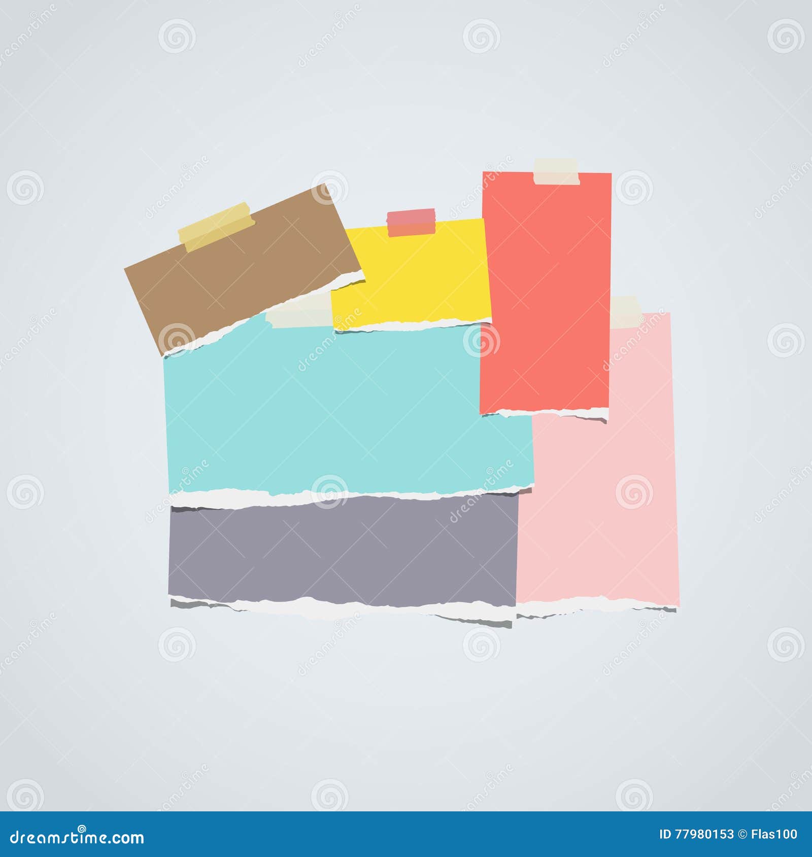Ripped Colorful Notebook, Note Paper Stacked on Gray Background Stock ...