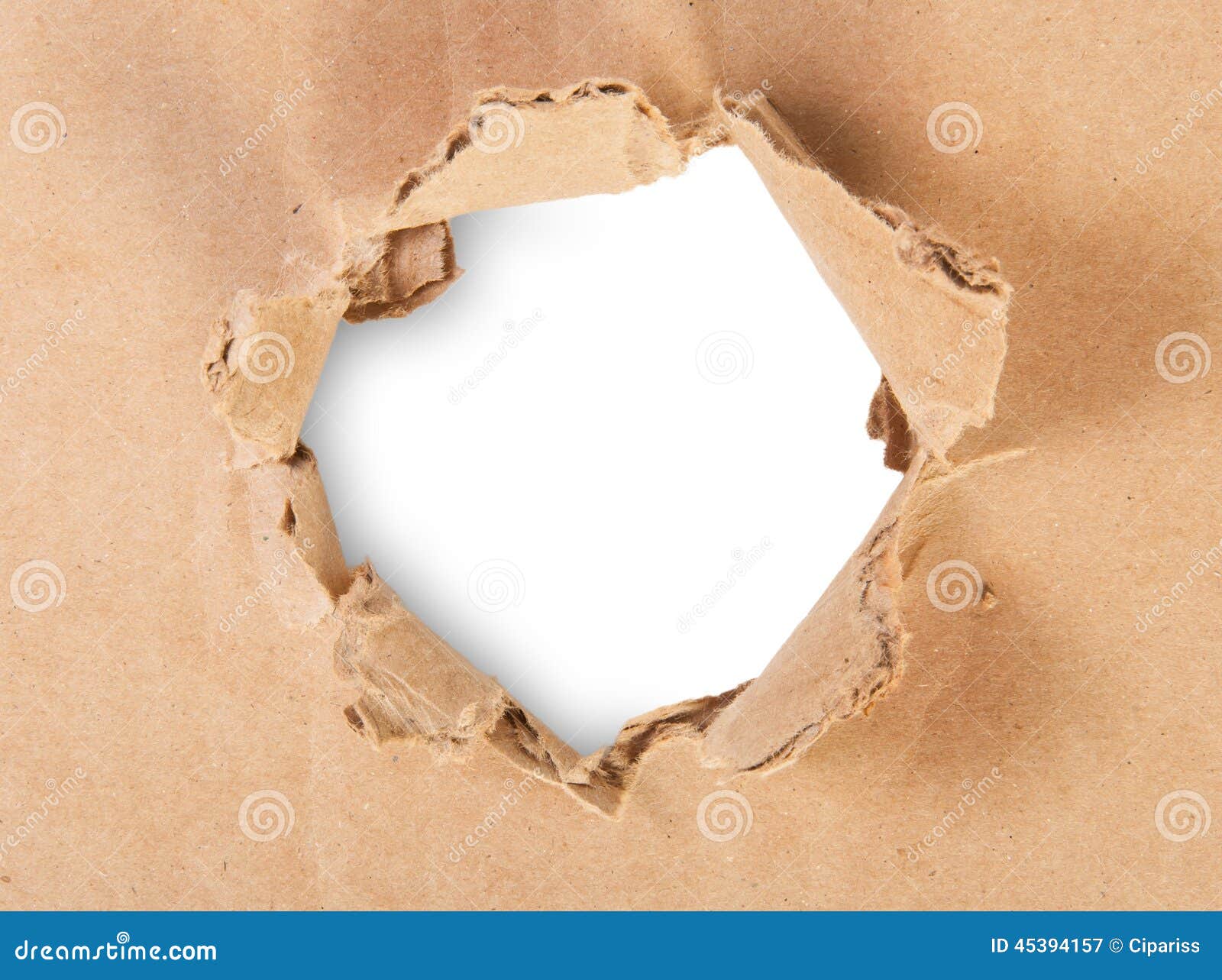 Ripped Hole in Cardboard stock image. Image of shot, cracked - 45394157