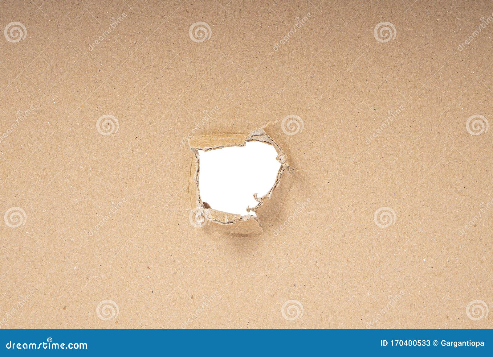 Ripped Hole in Cardboard on White Stock Image - Image of packet, frame ...