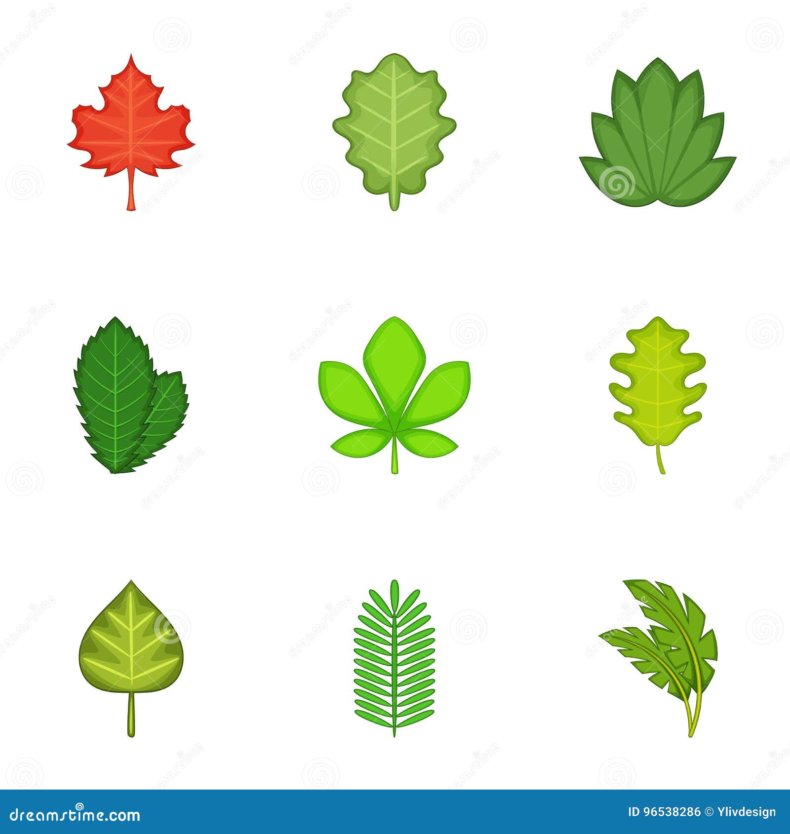Ripped Leaves Icons Set, Cartoon Style Stock Vector - Illustration of ...