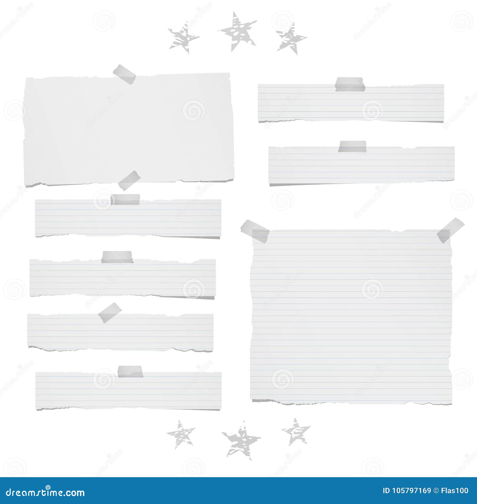 Ripped Lined and Blank Note, Notebook Paper Strips, Sheets for Text or ...