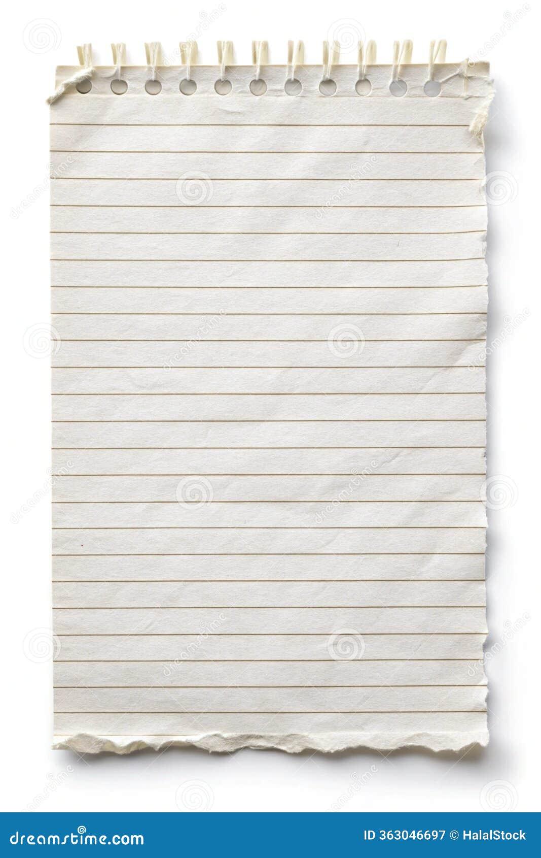 Ripped Lined Notepad Paper Isolated on White Background Stock ...