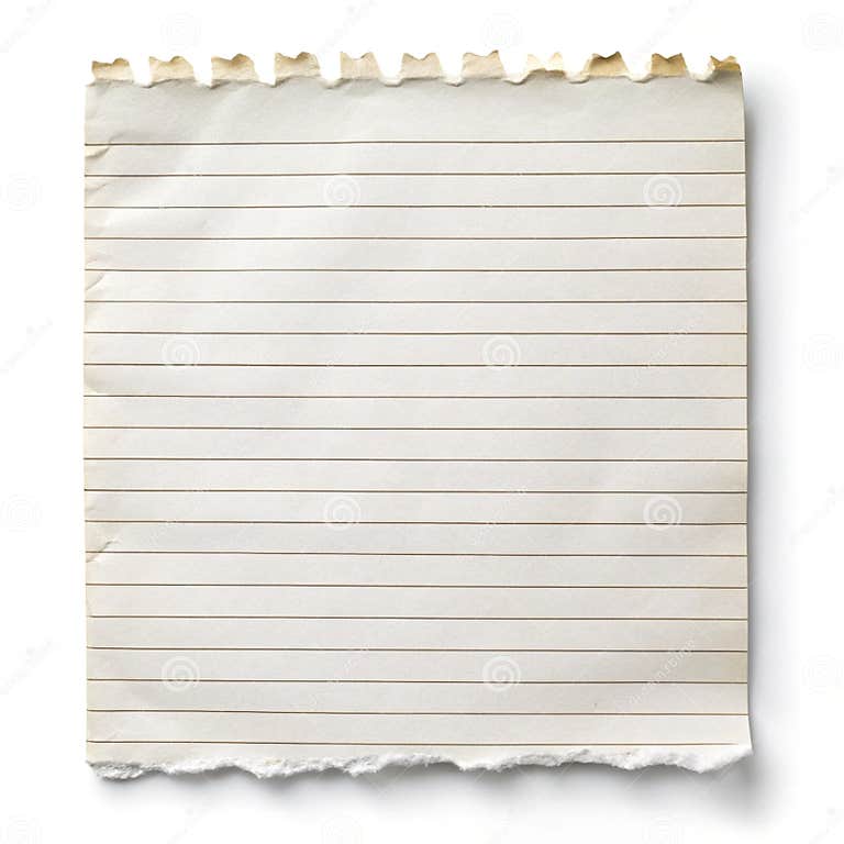 Ripped Lined Notepad Paper Isolated on White Background Stock ...