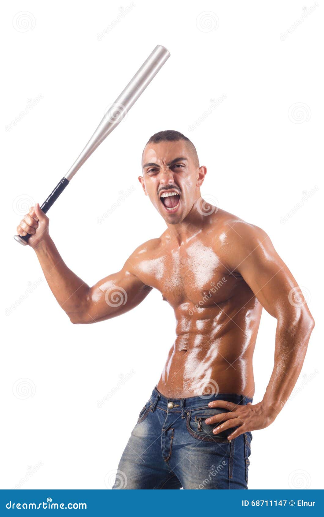 The Ripped Man with Baseball Bat Stock Image - Image of person, hand ...